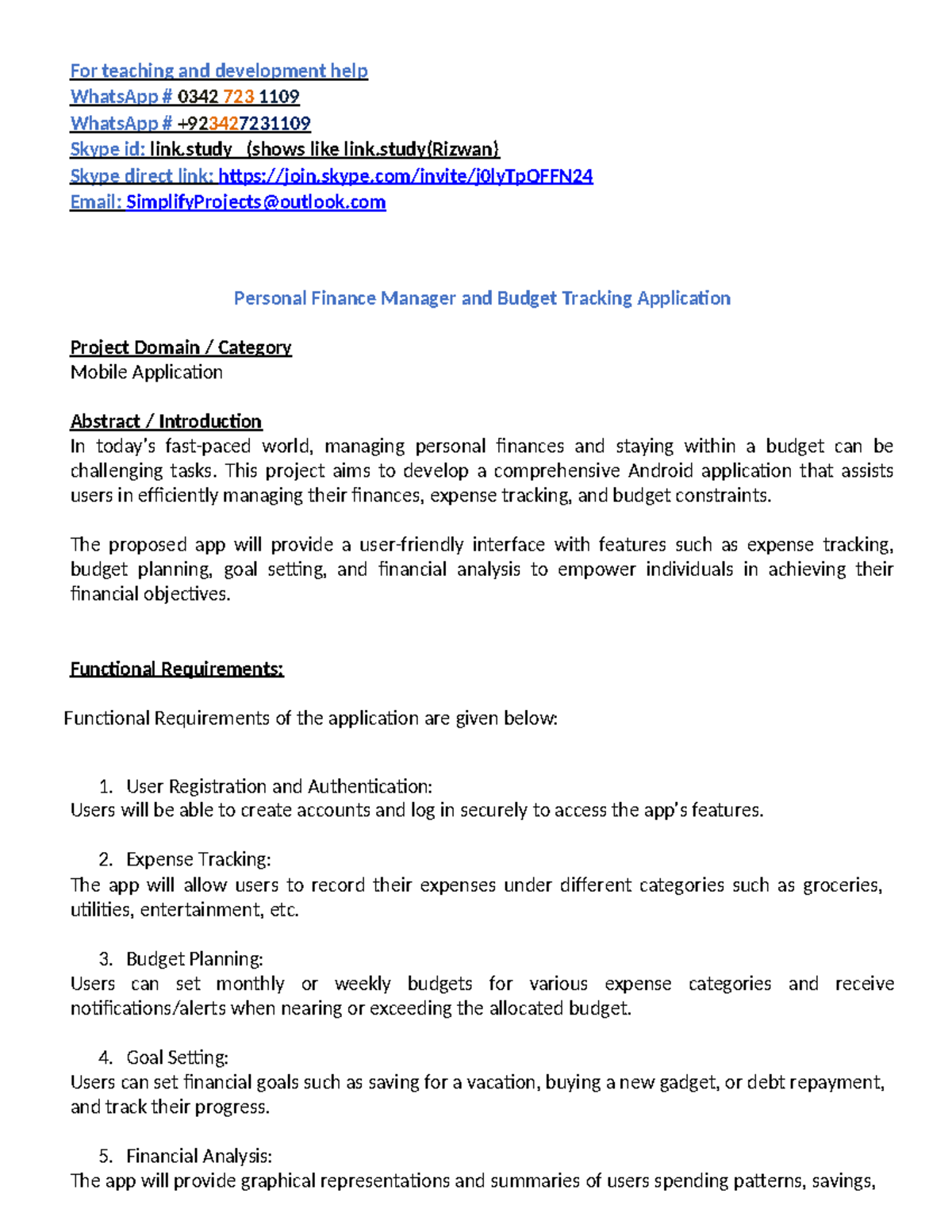 Personal Finance Manager and Budget Tracking Application - For teaching ...