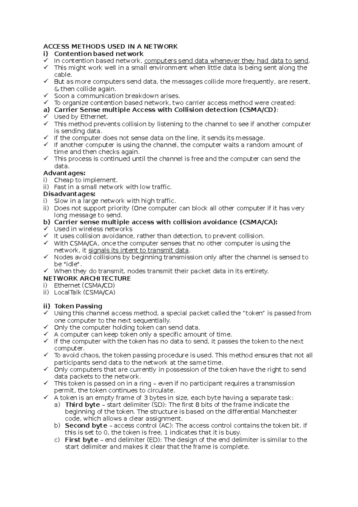 Access Methods USED IN A Network - ACCESS METHODS USED IN A NETWORK i ...