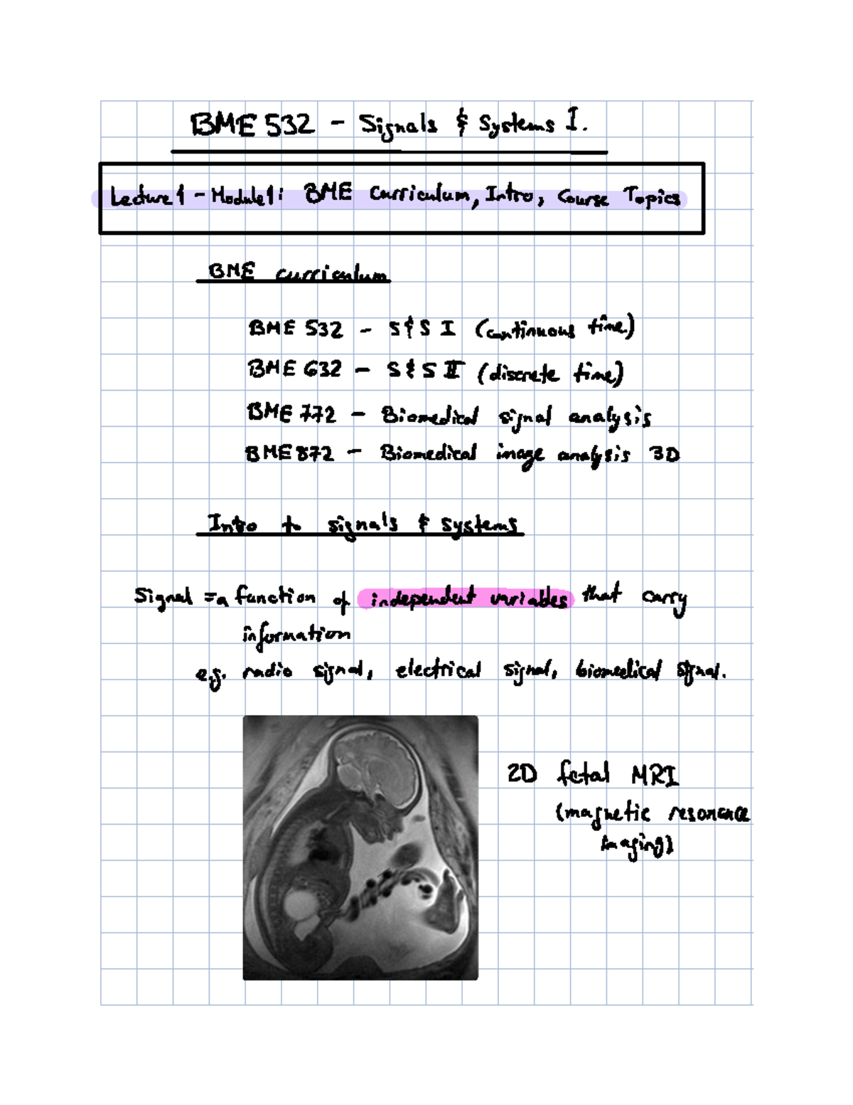 Lecture 1 - lect1 - BME 532 signals systems 1 Lecturet Modulet BME Curriculum Intro Course ...