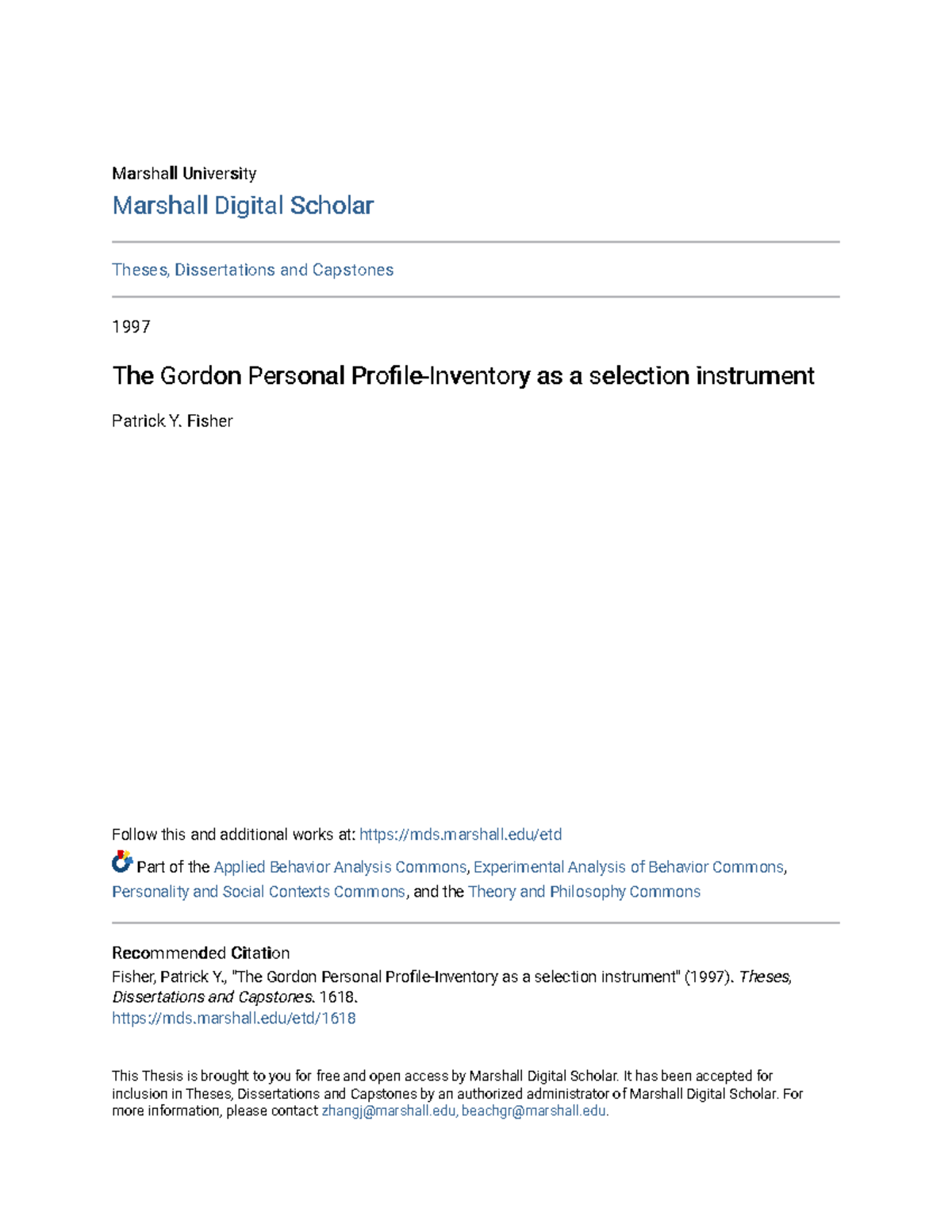 The Gordon Personal Profile-Inventory as a selection instrument ...
