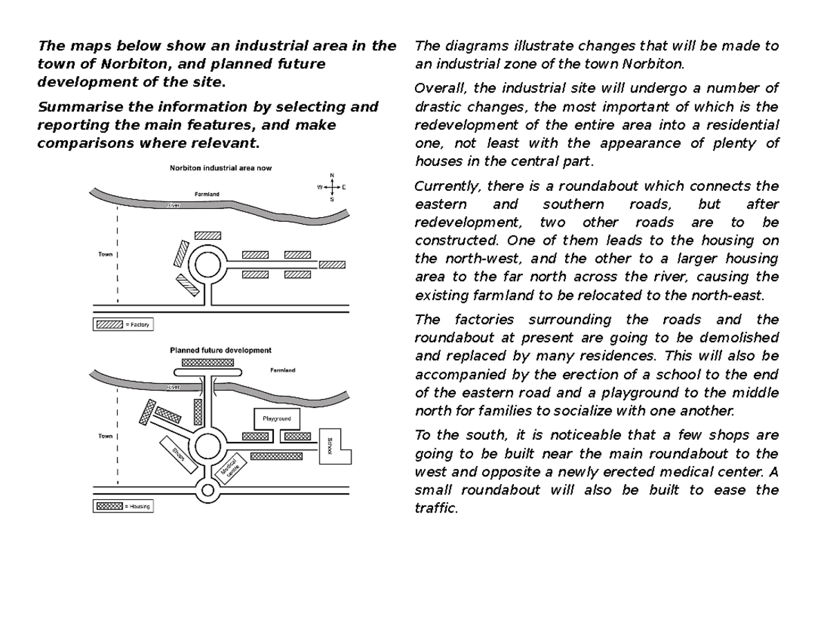 [C17 T1 Sample] The maps below show and industrial area in the town of ...