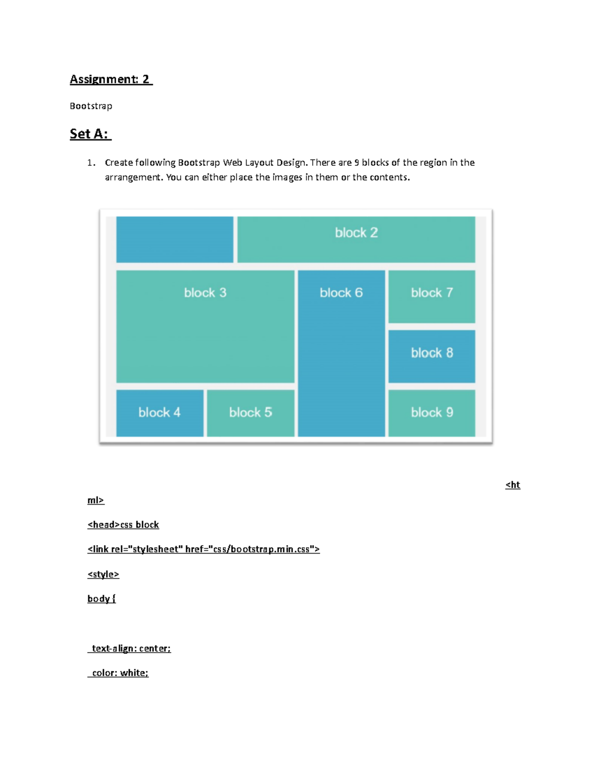 Assignment 2 - web technologies - Assignment: 2 Bootstrap Set A: Create following Bootstrap Web ...