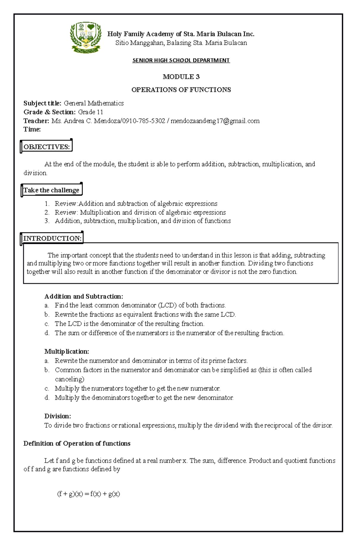 GEN MATH Module 3 - THIS IS FOR SELF LEARNING KIT - Mathematics in the ...
