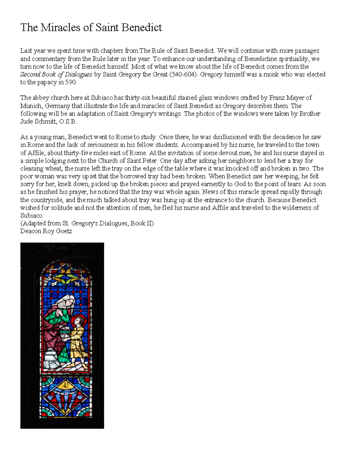 The Life and Miracles of Saint Benedict - The Miracles of Saint ...