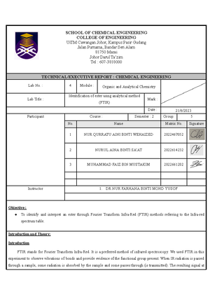 CHE145 LAB REPORT EXPERIMENT 3 (EXP3) - SCHOOL OF CHEMICAL ENGINEERING ...