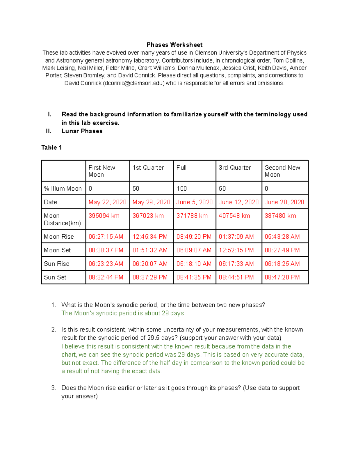 ASTR Phases of moon and planets - Phases Worksheet These lab activities ...