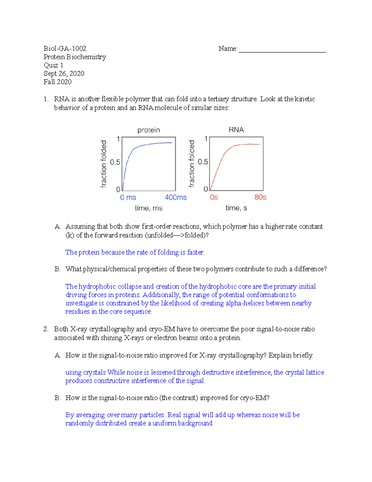 Bio Chem Quiz 1 - Bio Chem Quiz 1 - Biol-GA-1002 Name ...