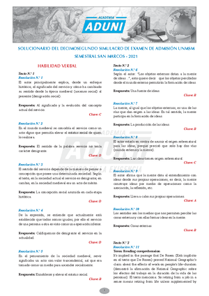 Solucionario Simulacro - 2023 L A B I O L O G Í A T E H A R Á L I B R E ...