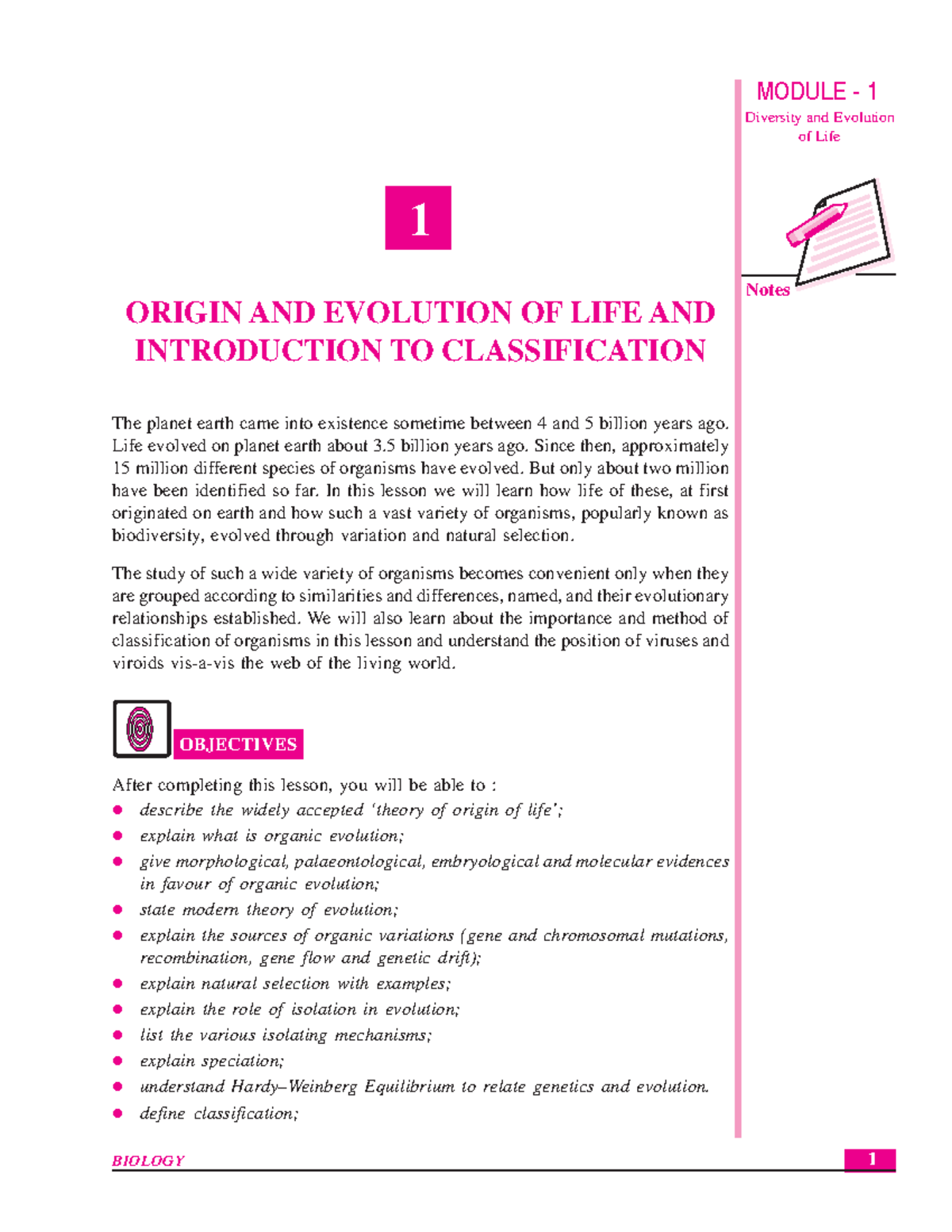 376018293 Lesson 01 pdf - Diversity and Evolution of Life 1 Notes The ...