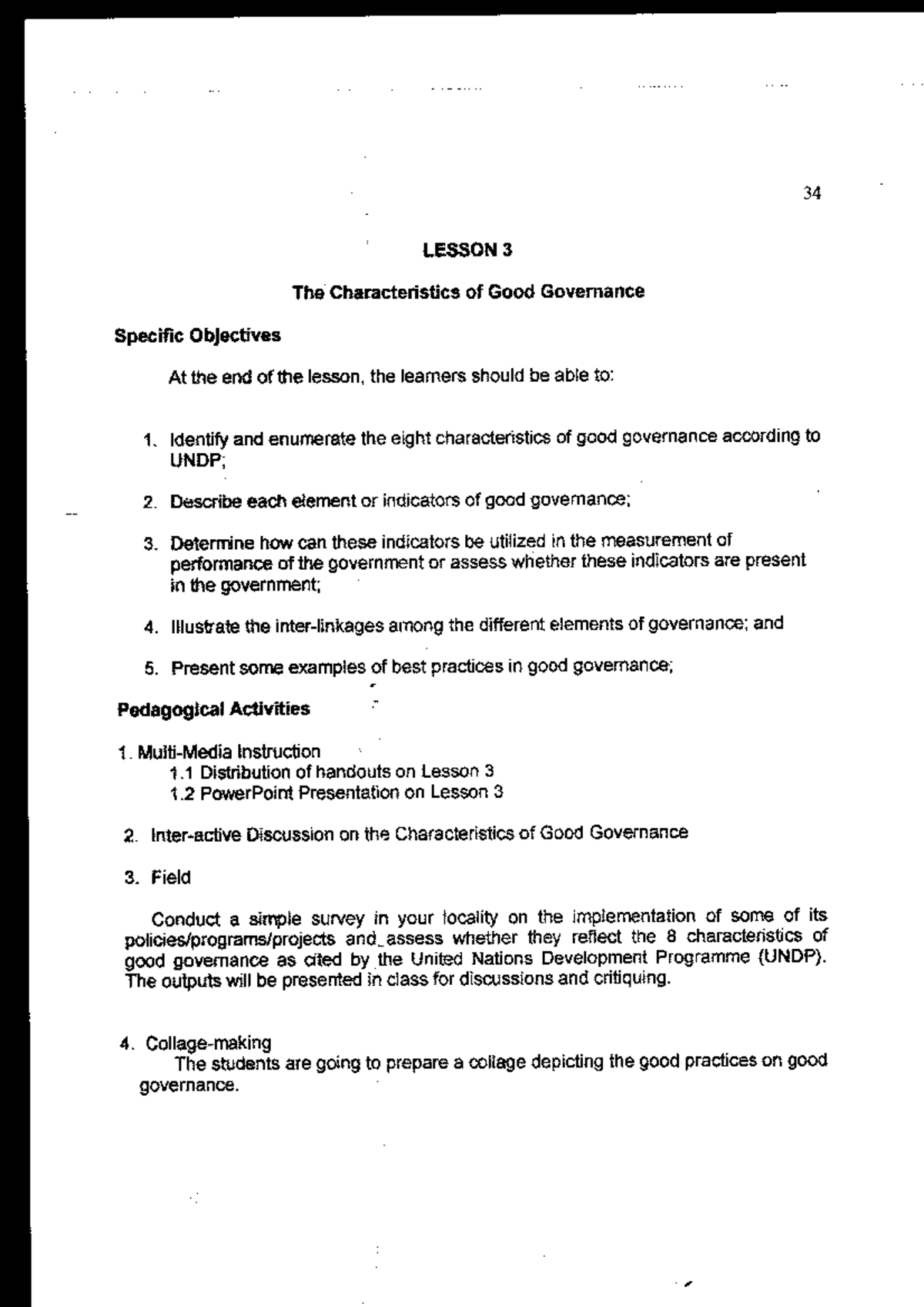 Lesson 3 GOOD Governance - 34 LESSON 3 The Characteristics of Good ...