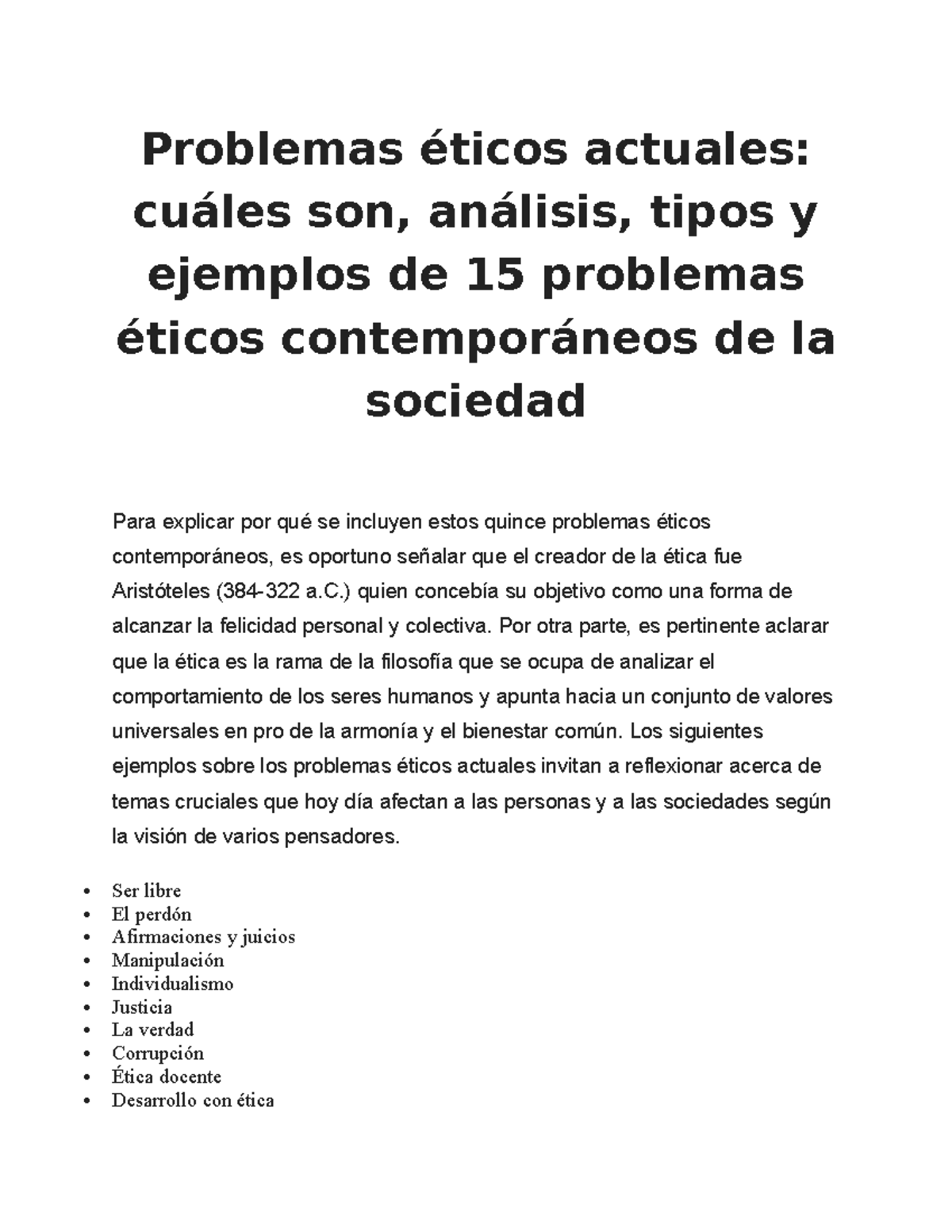 Problemas éticos actuales - Problemas éticos actuales: cuáles son ...