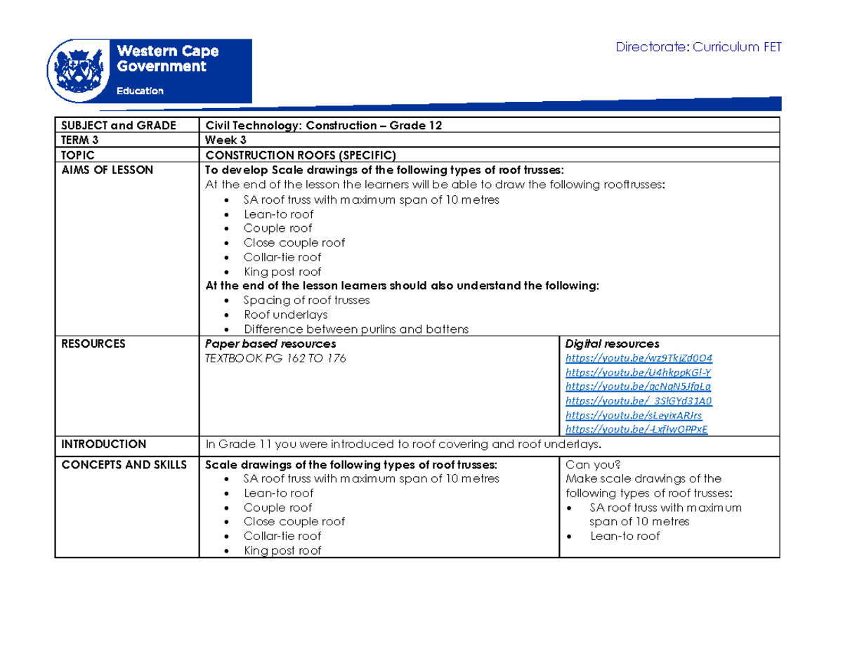 Civil Technology Construction Grade 12 Term 3 Week 3 2020 - Directorate ...