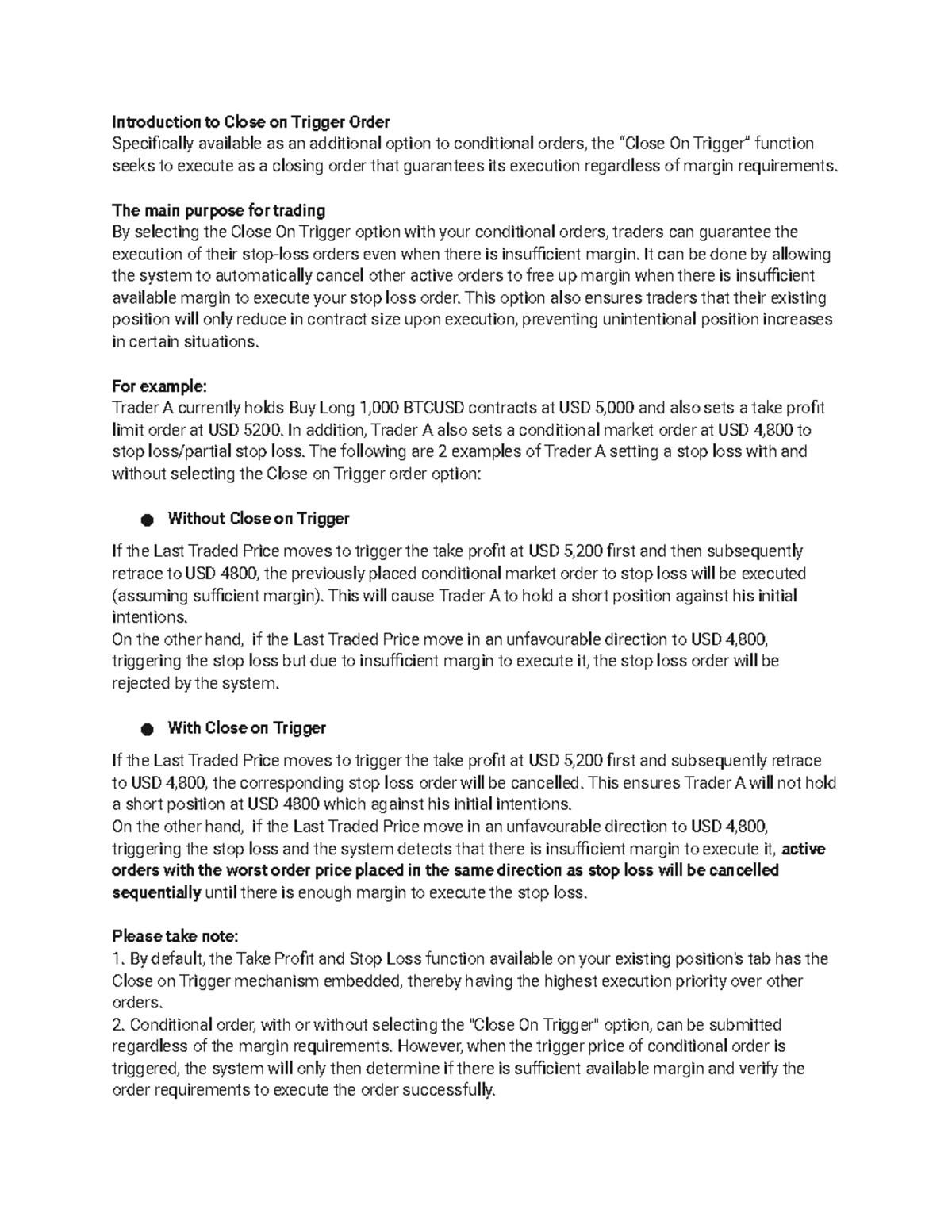 Close On Trigger Order - sciences - Introduction to Close on Trigger ...