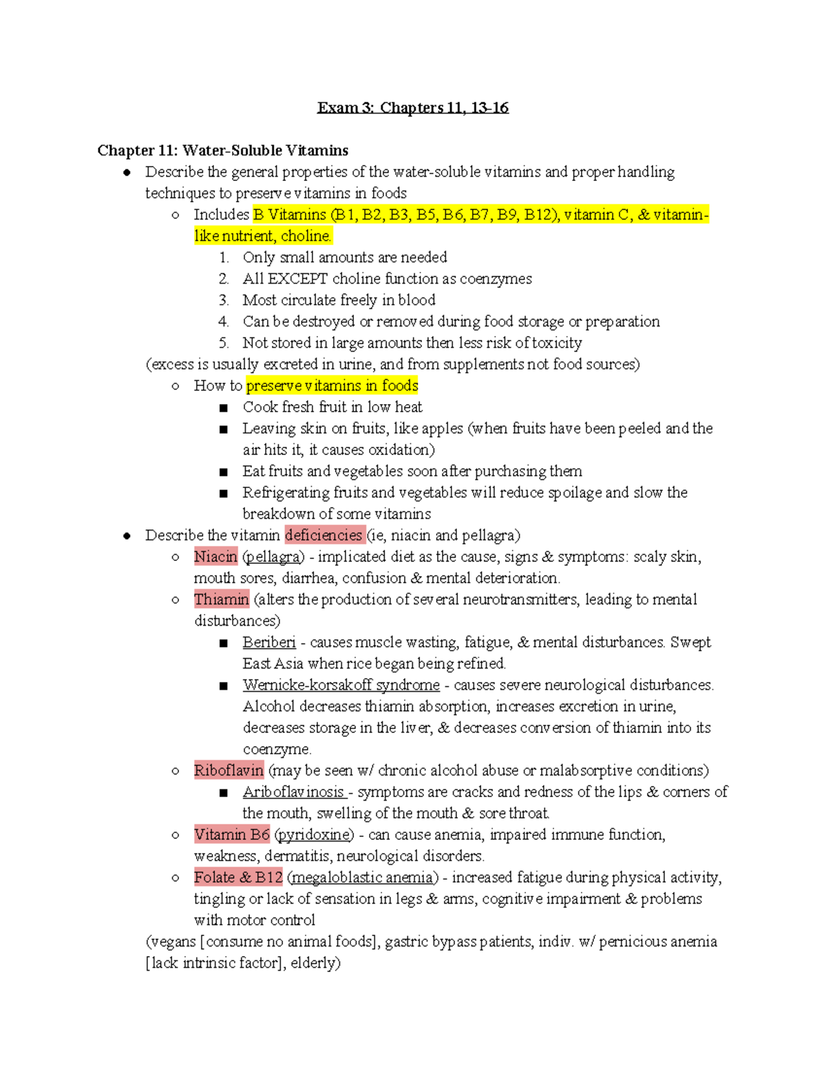 Exam 3 study guide - Exam 3: Chapters 11, 13- Chapter 11: Water-Soluble ...