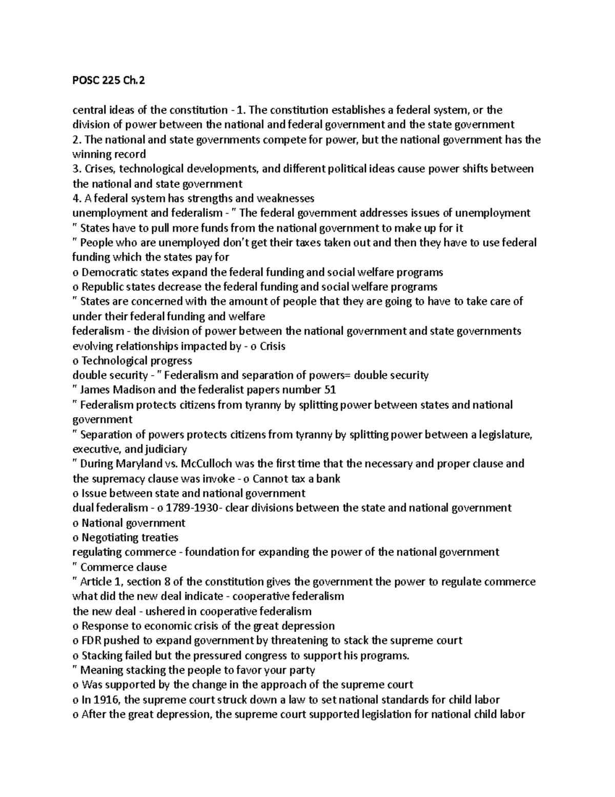 POSC 225 Ch2 - Lecture notes ch.2 - POSC 225 Ch. central ideas of the ...