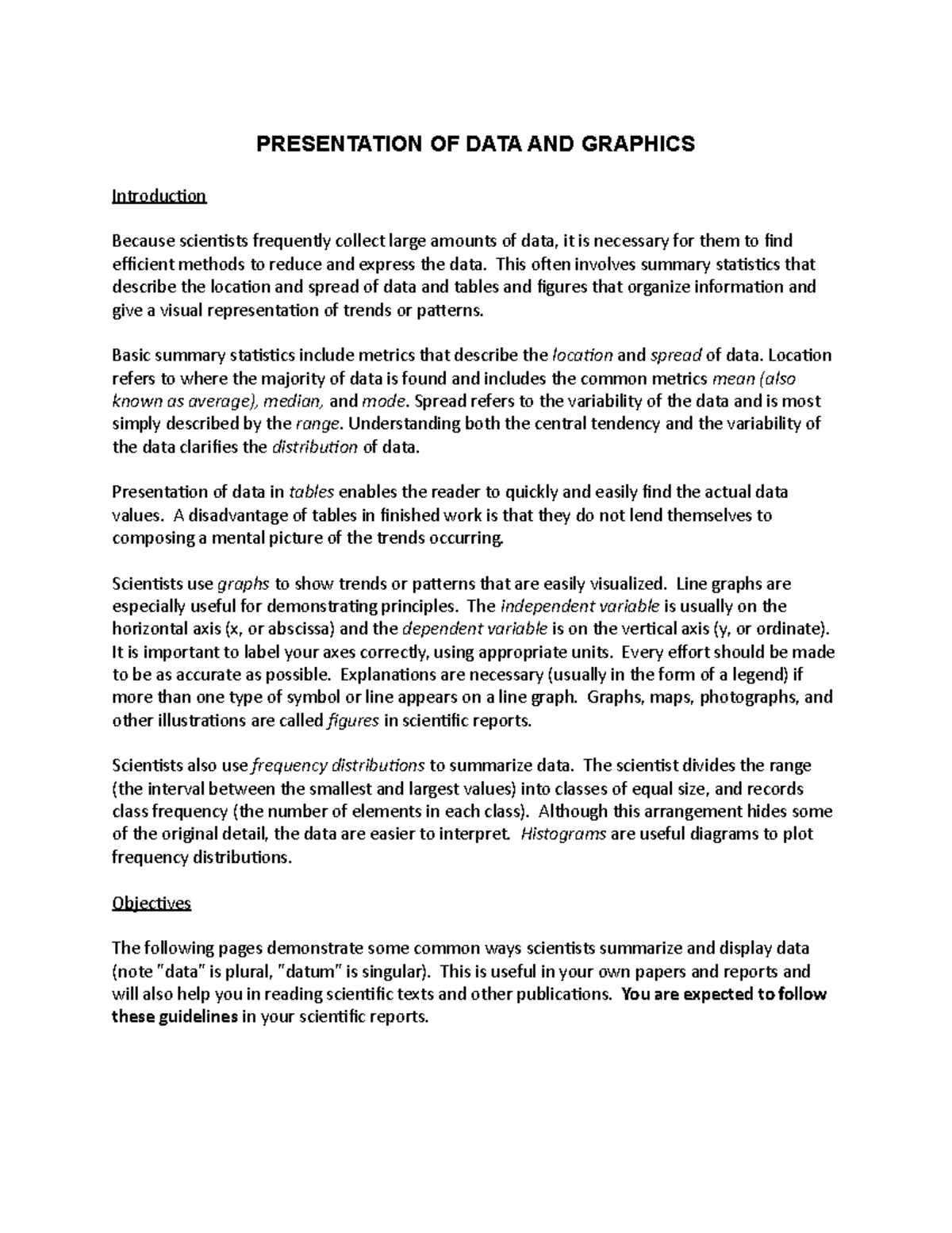 Data and Graphics Online assignment - PRESENTATION OF DATA AND GRAPHICS ...