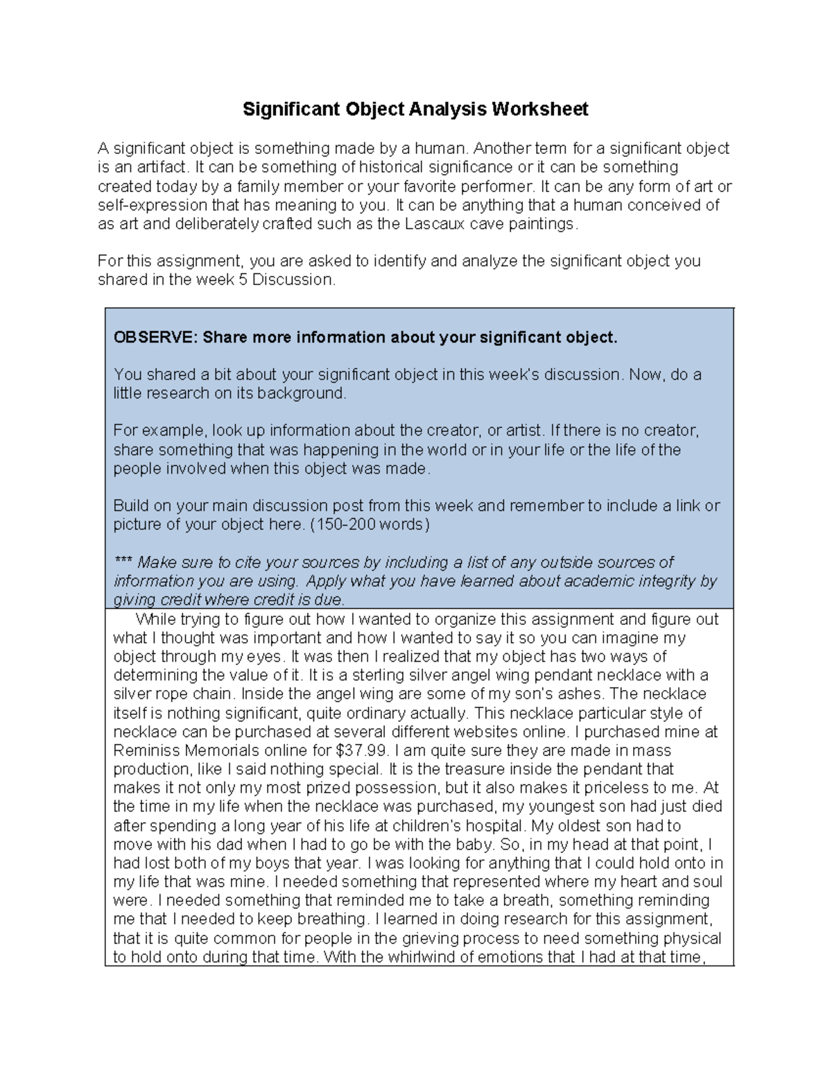 Significant Object Wk 5Maurice,S - Significant Object Analysis ...