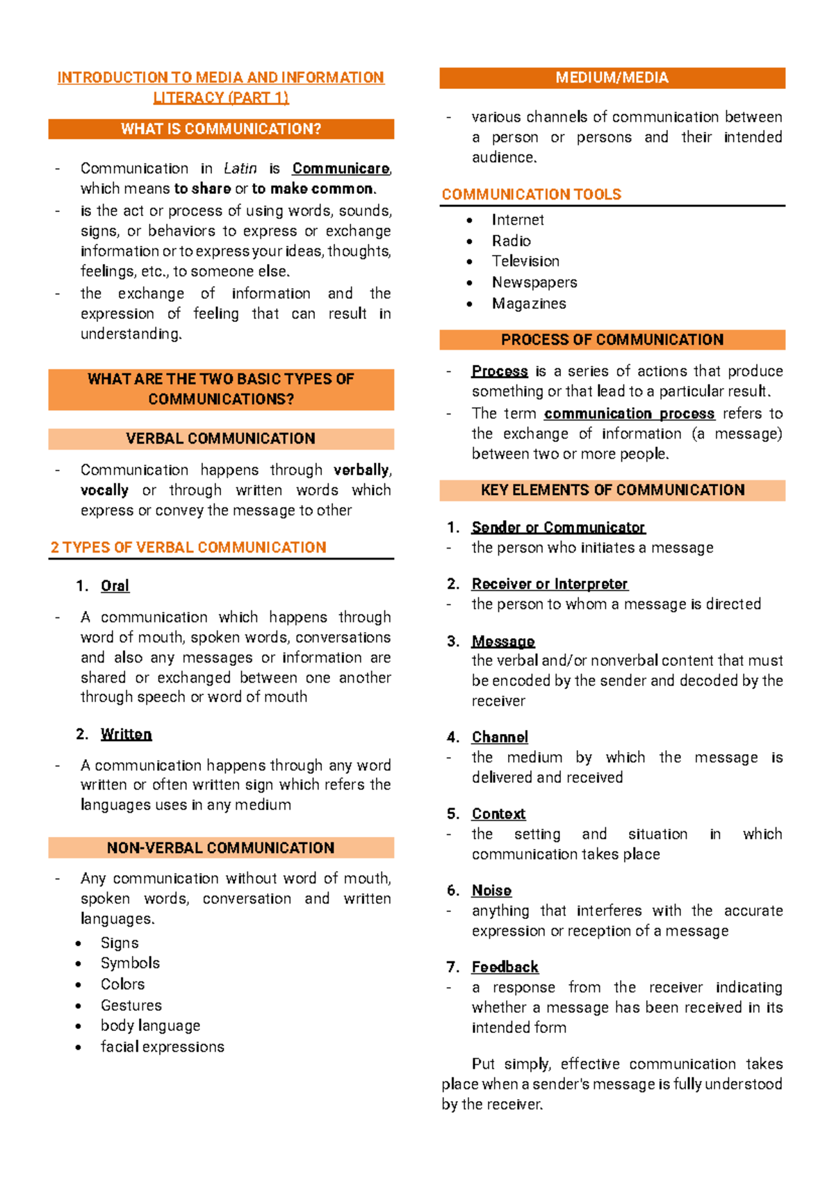 MIL Reviewer - INTRODUCTION TO MEDIA AND INFORMATION LITERACY (PART 1 ...