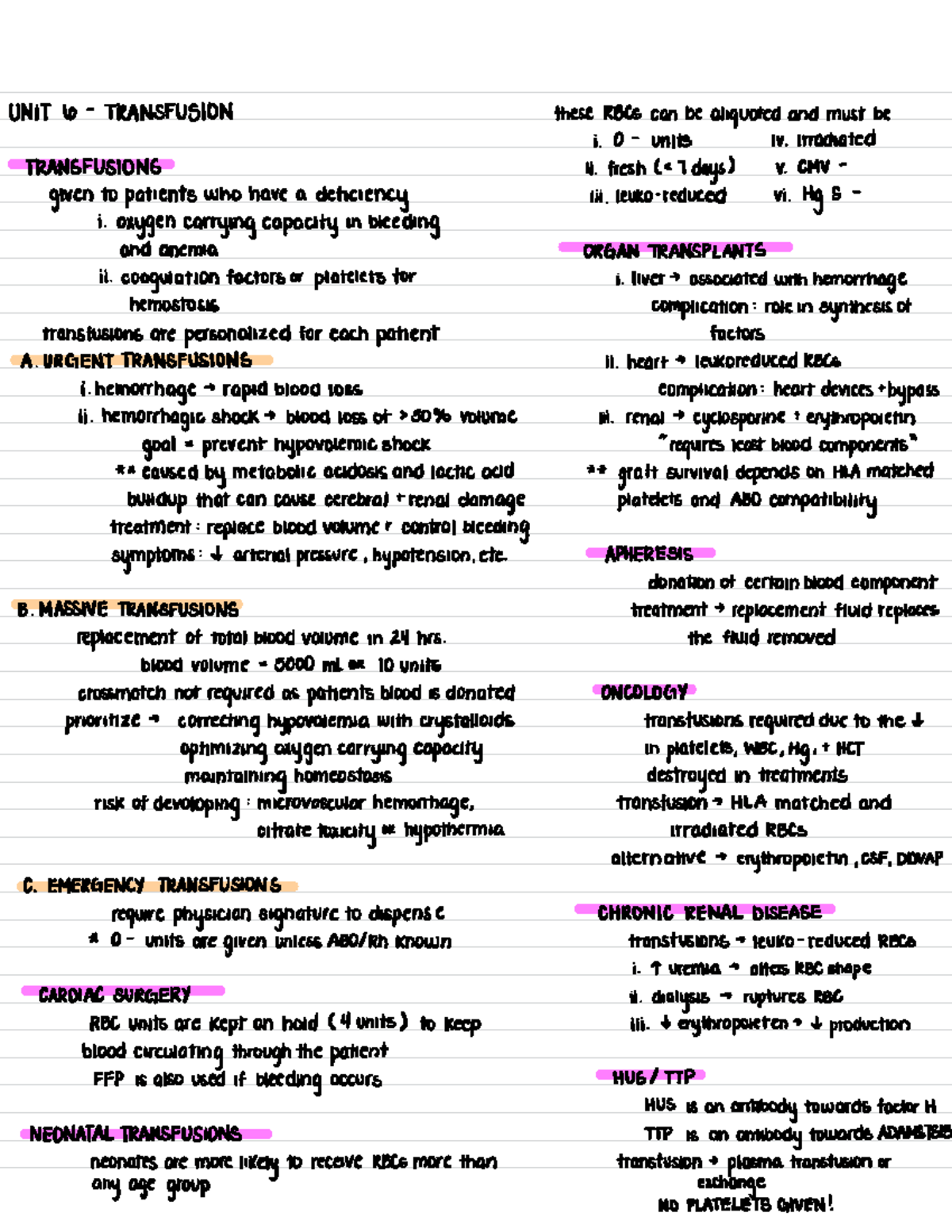 Blood Bank II - Unit 6 - Transfusions - UNIT 1 - TRANSFUSION these RBCs ...