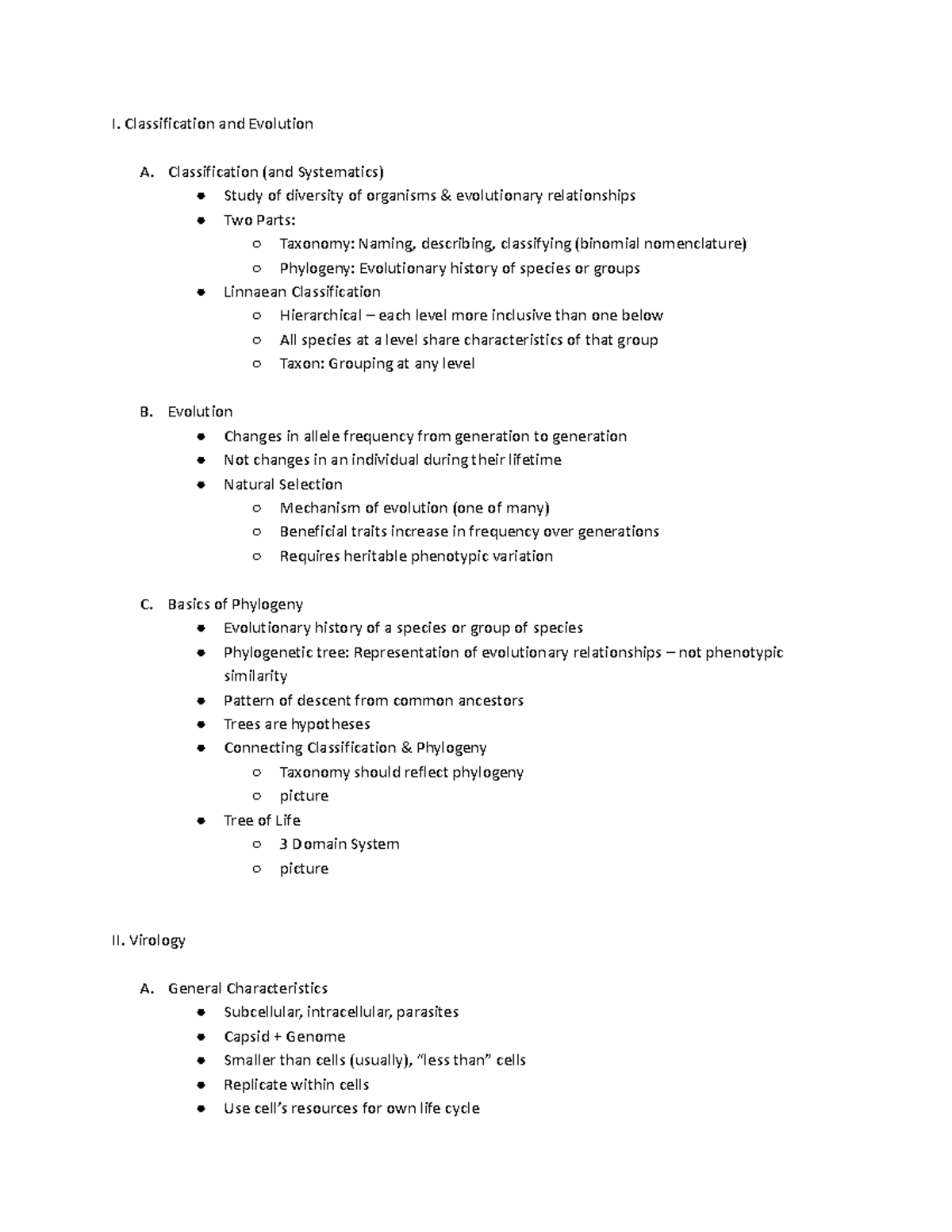 Virology - 2024 Spring Notes - I. Classification and Evolution A ...