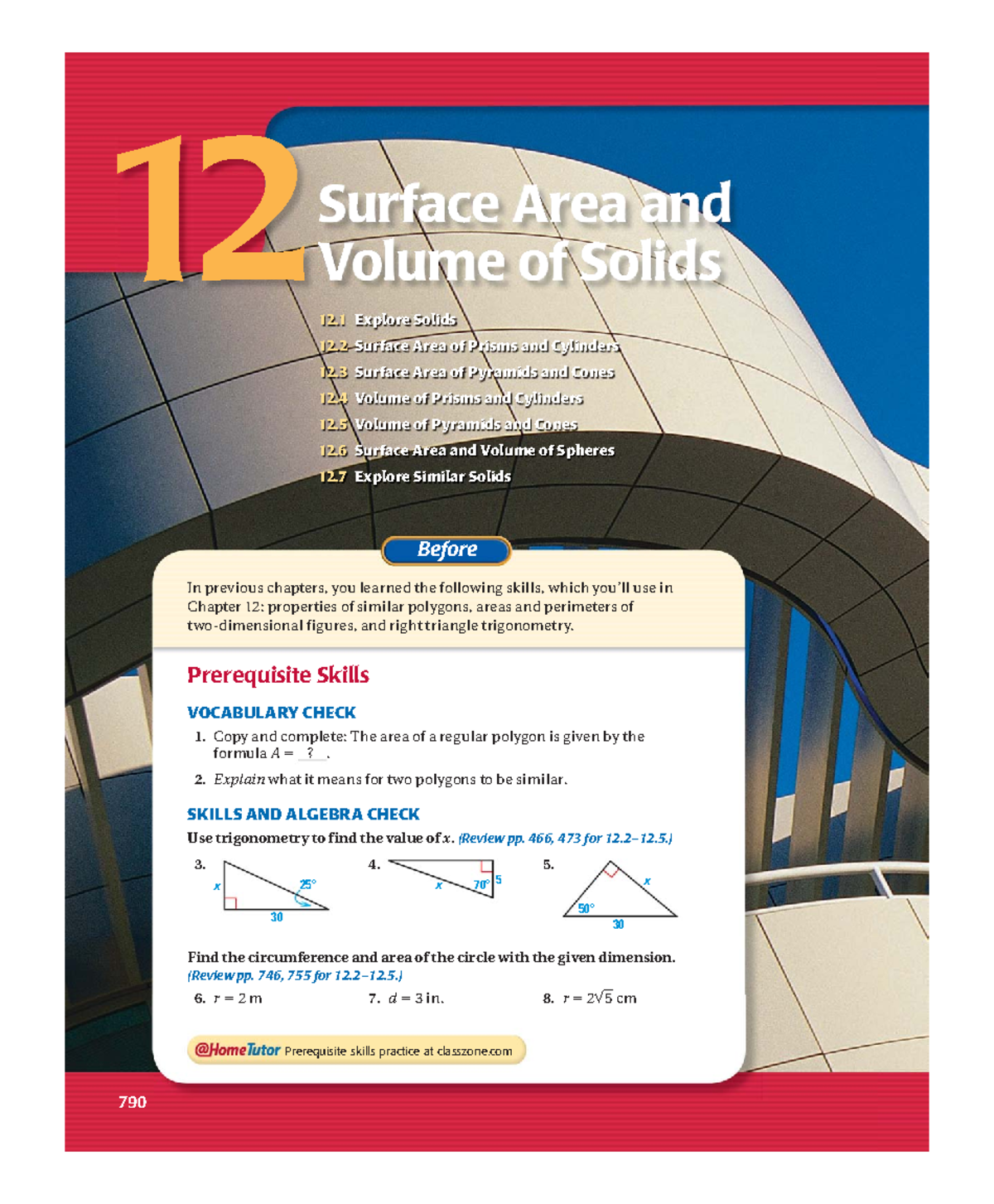 Chpt 12 Surface Area and Volume - Surface Area and 12 Volume of Solids ...