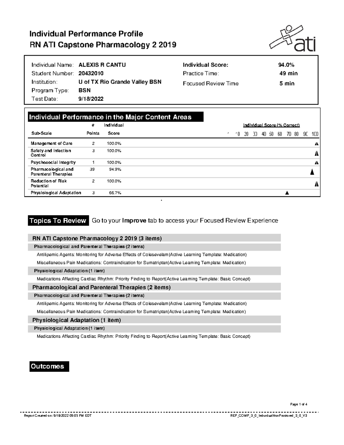 Report - Gege - Individual Performance Profile RN ATI Capstone ...