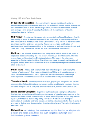 HIST Study - In The City of Slaughter- written by H. Bialik in 1903 ...