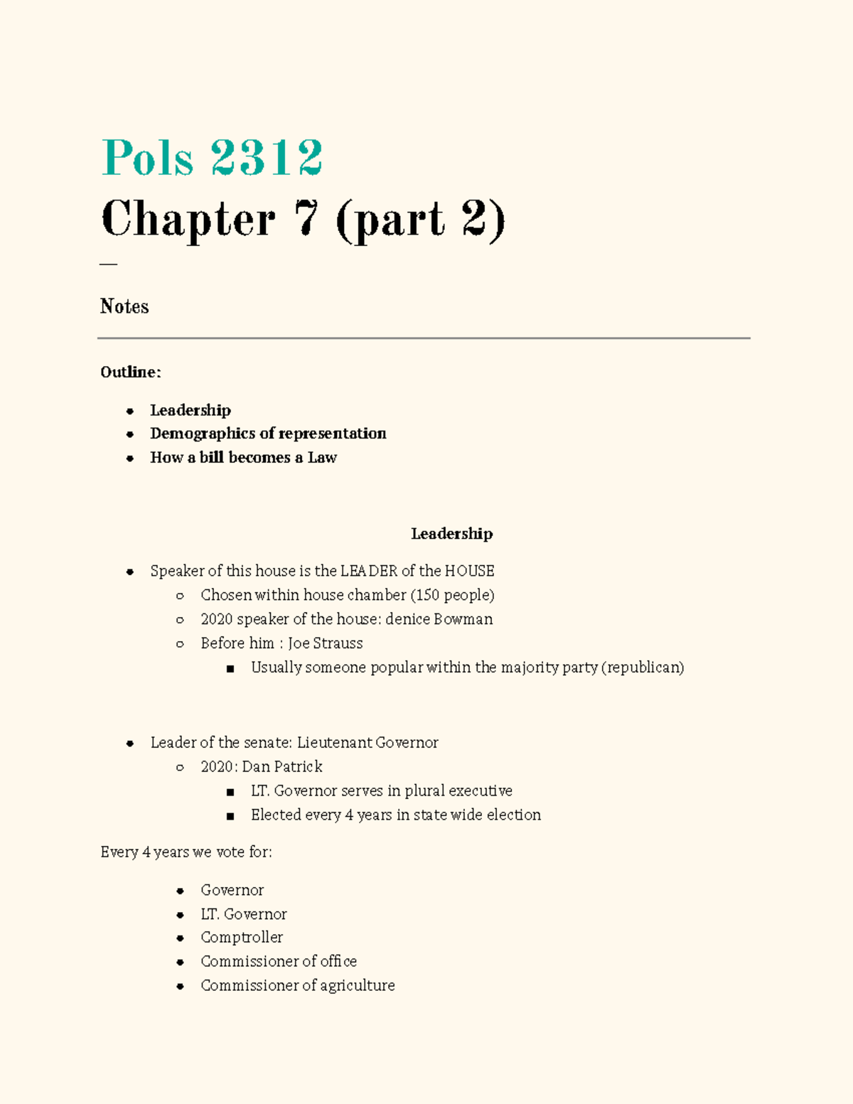Pols 2312 chapter 7 part 2 - Pols 2312 Chapter 7 (part 2) ___ Notes ...