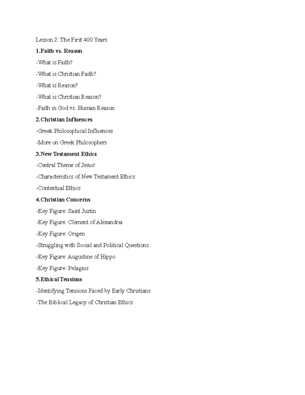 Lesson 2 print guide - Lesson 2: The First 400 Years 1 vs. Reason -What ...