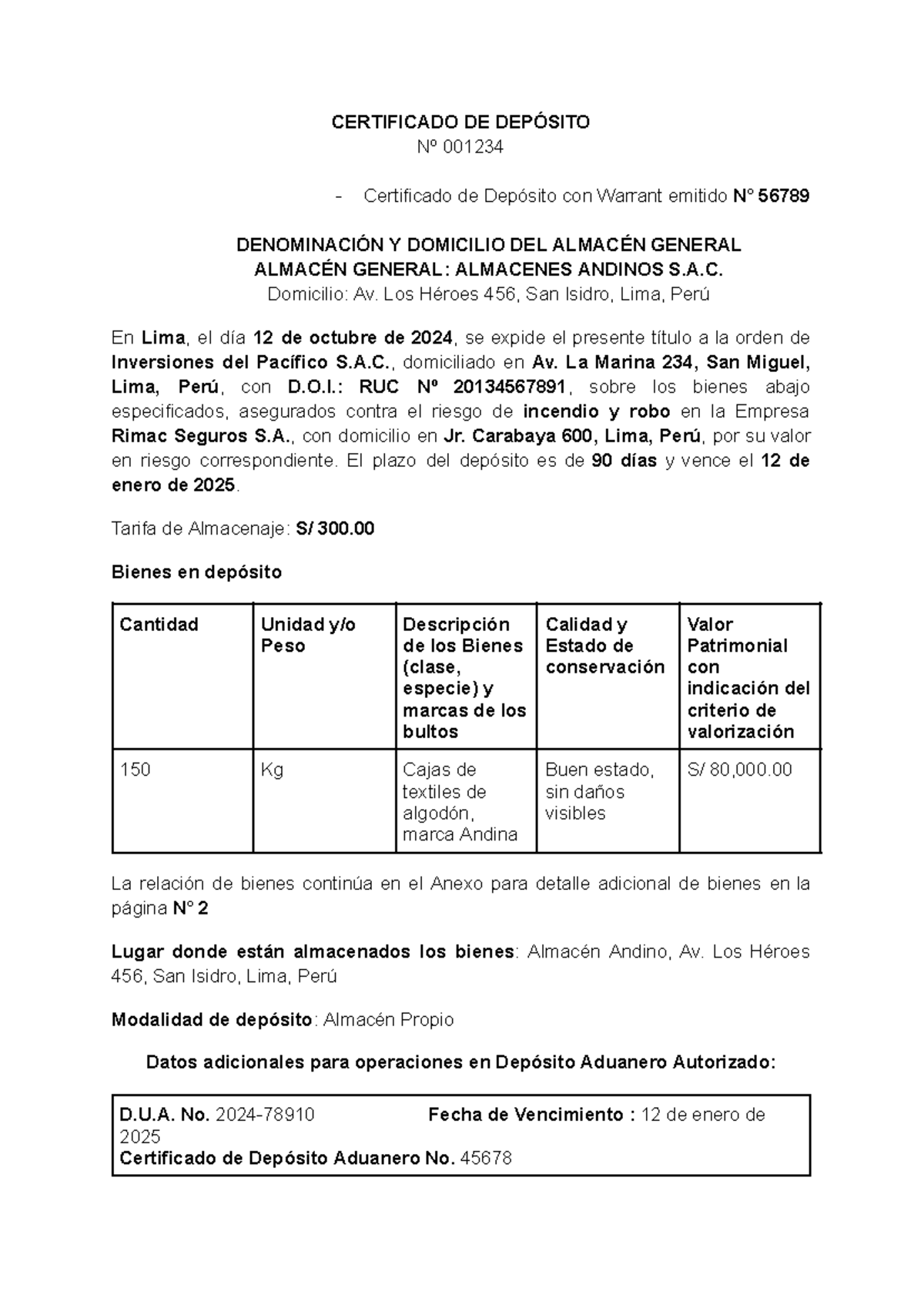 Certificado De Deposito Ejemplo Mexico