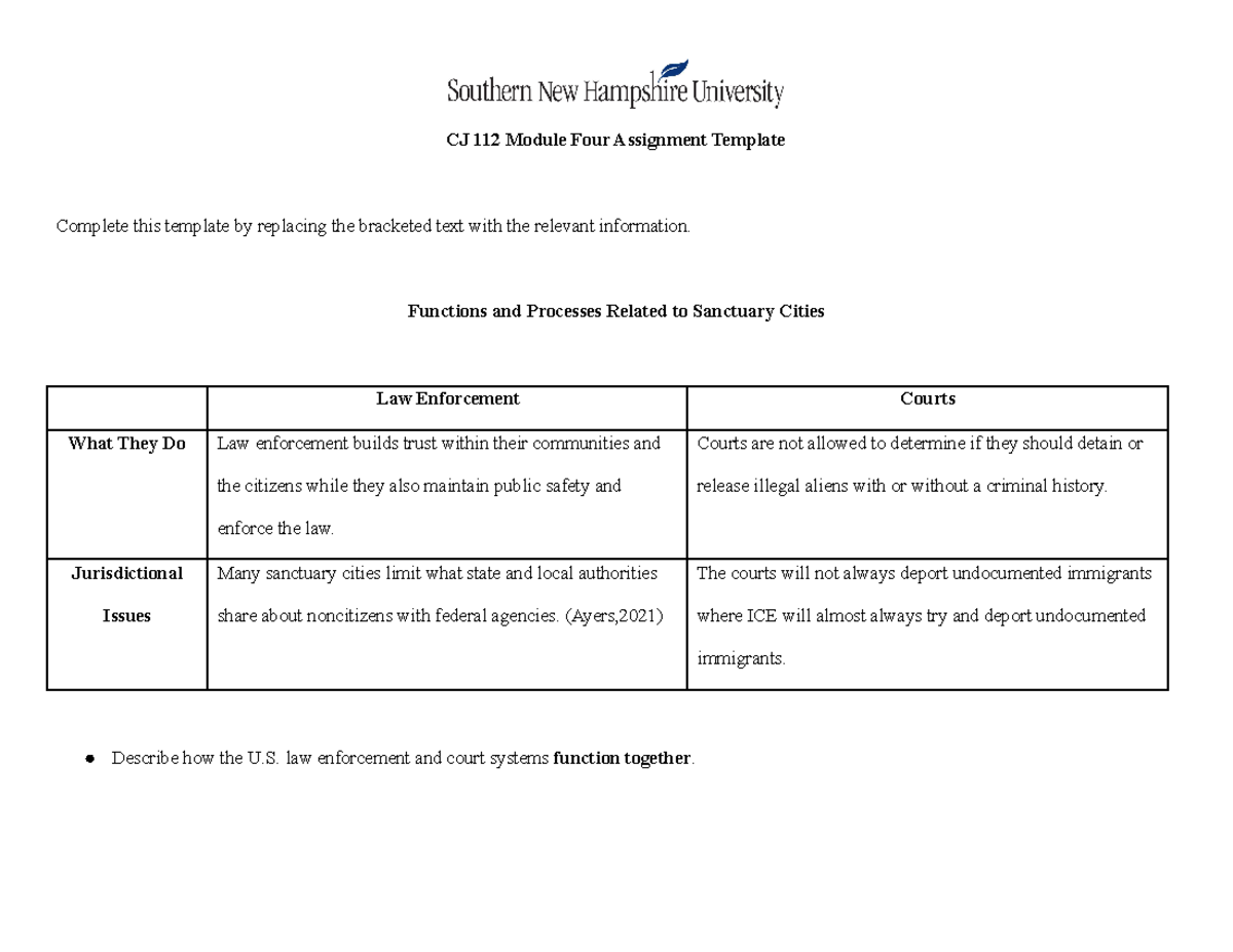 Cj 112 Module Four Assignment Template Cj 112 Module Four Assignment Template Complete This