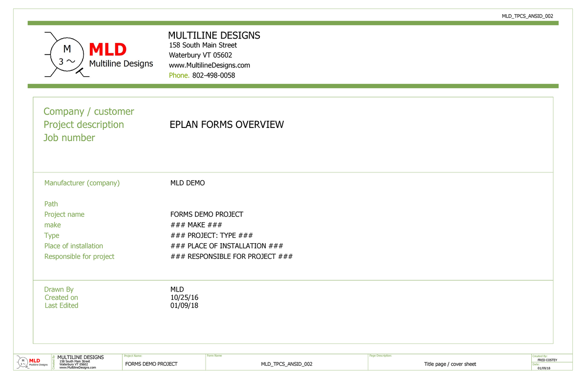 Eplan Forms Overview R00 - Project Name: FORMS DEMO PROJECT MLD_TPCS ...