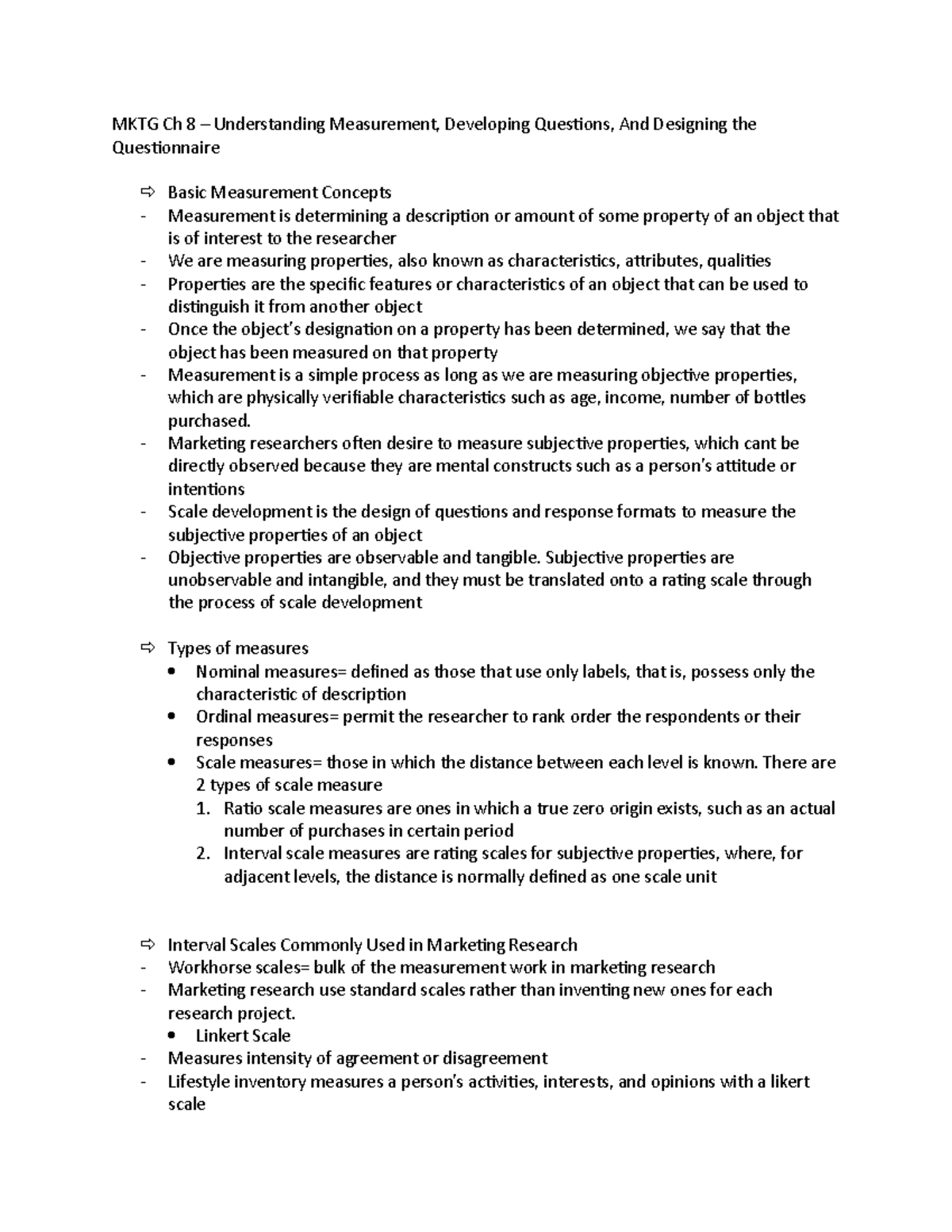 MKTG Ch 8 - MKTG Ch 8 - MKTG Ch 8 – Understanding Measurement ...
