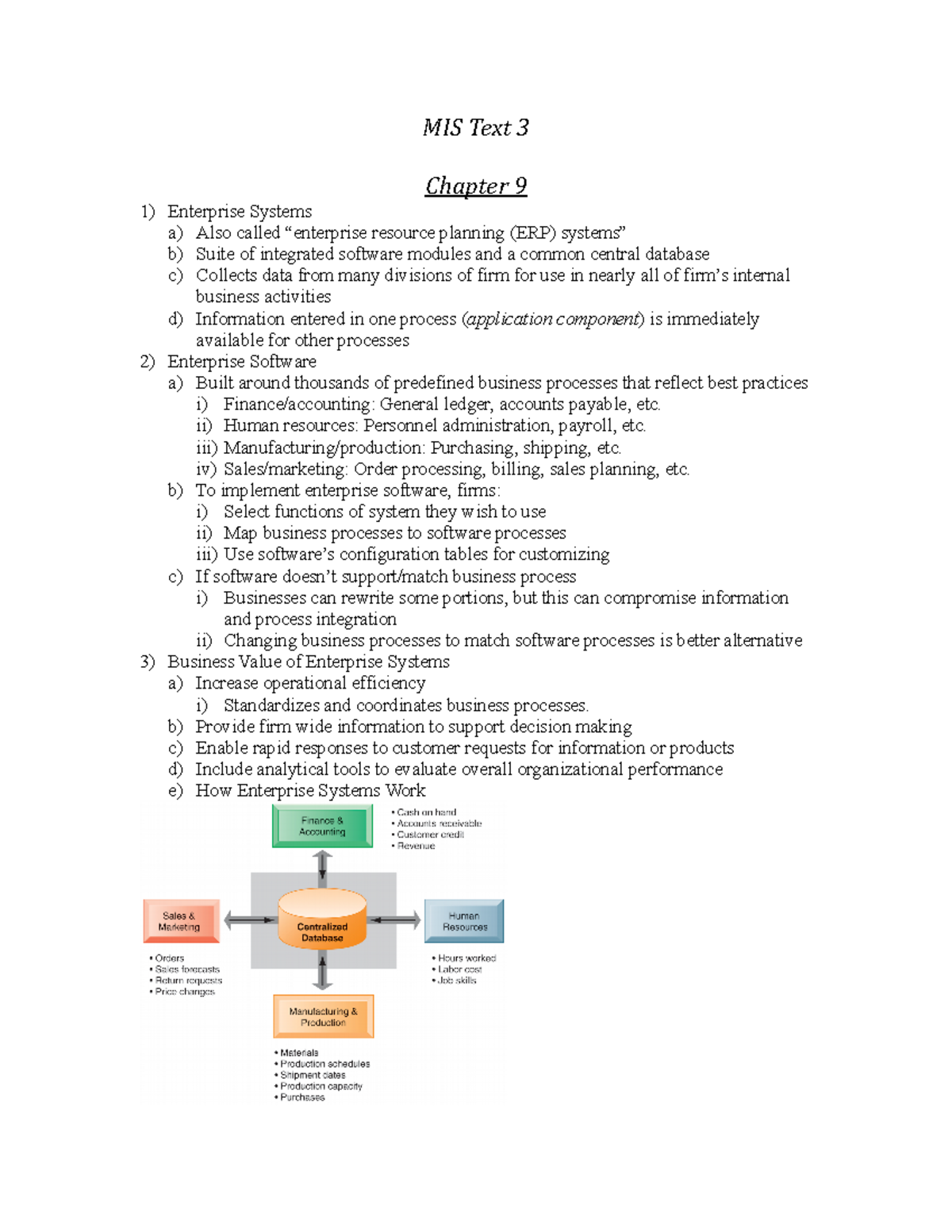 MIS Test 3 - Lecture notes Test 3 Material - MIS Text 3 Chapter 9 1 ...