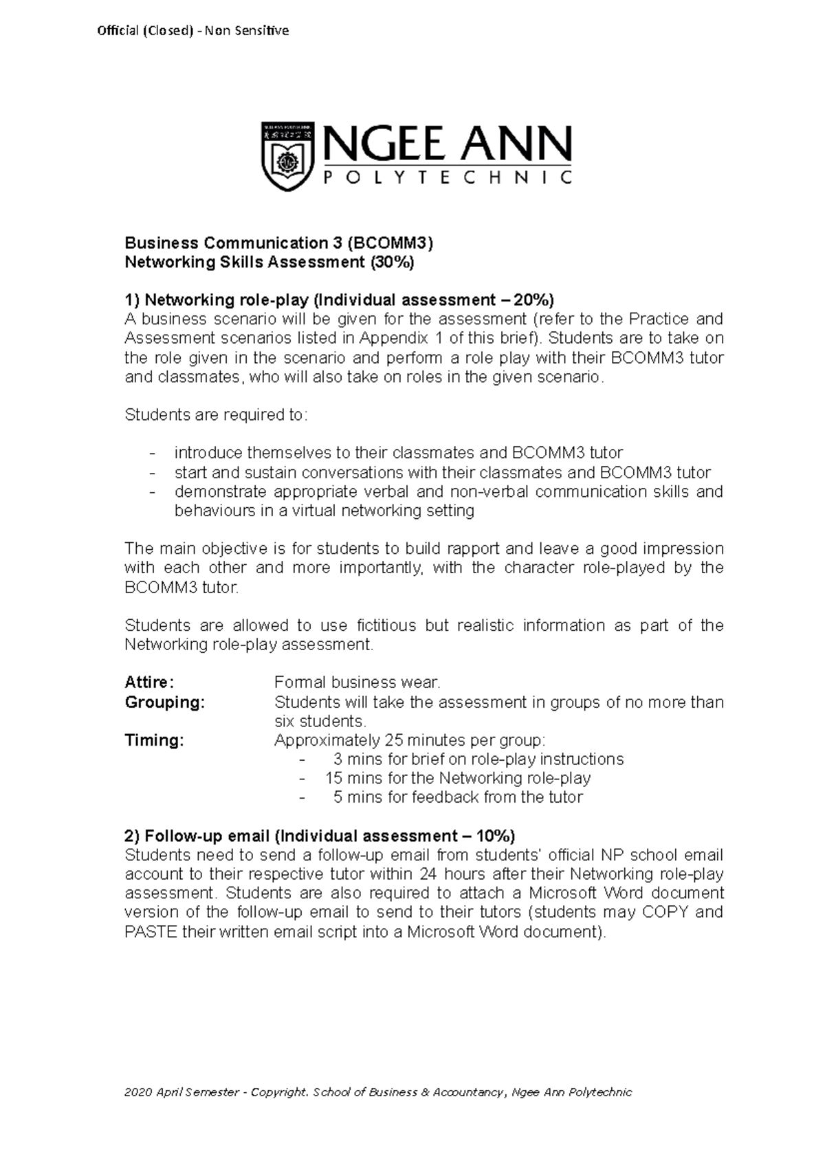 Assessment Brief Networking Skills 2020 Apr (including scenarios ...