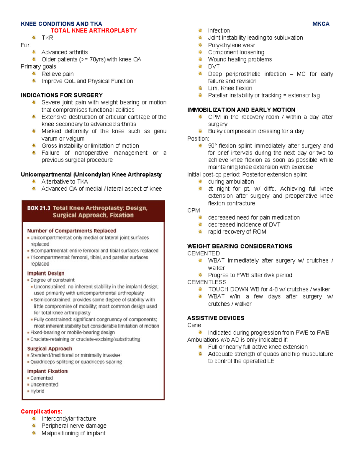 TKA AND KNEE Conditions - TOTAL KNEE ARTHROPLASTY TKR For: Advanced ...