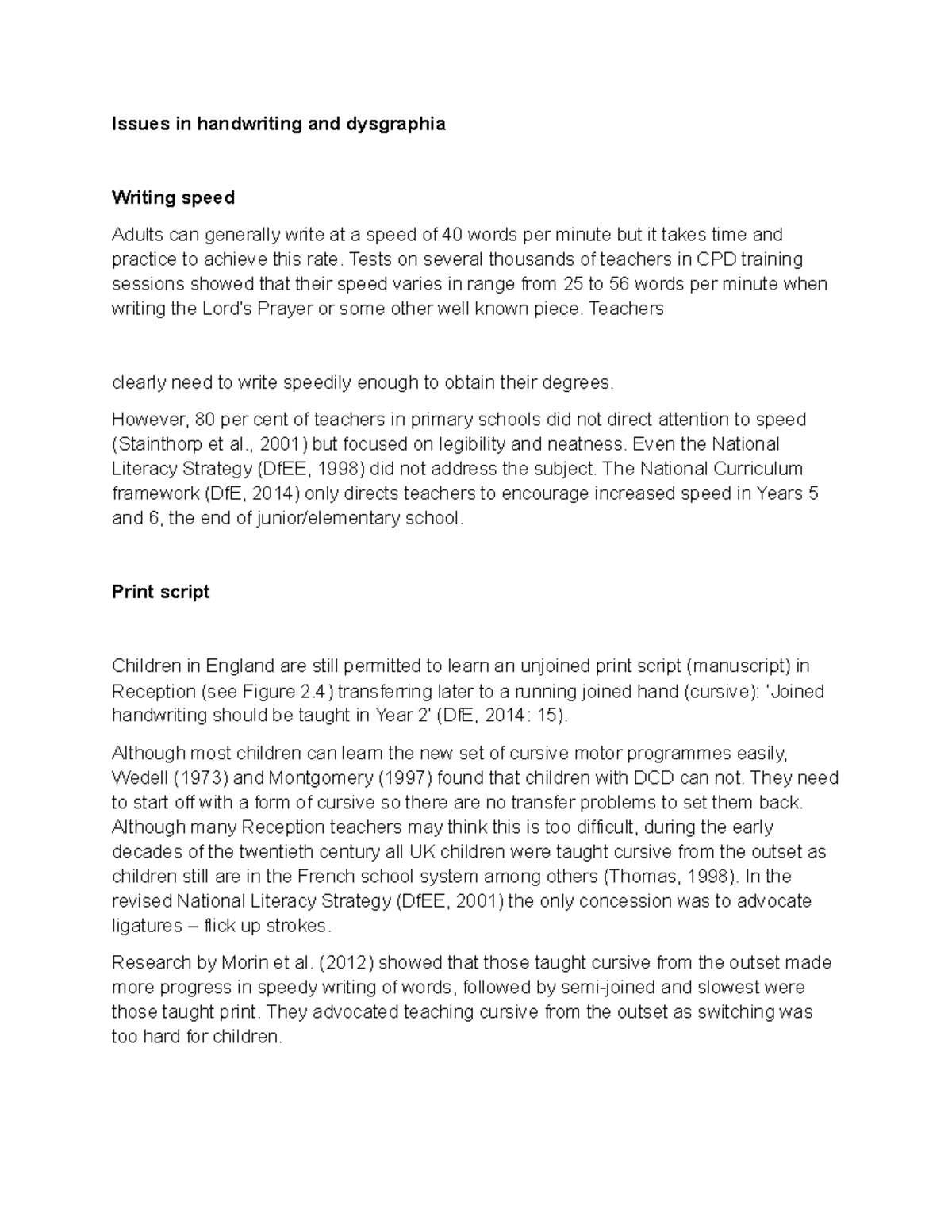 Issues in handwriting and dysgraphia - Issues in handwriting and ...