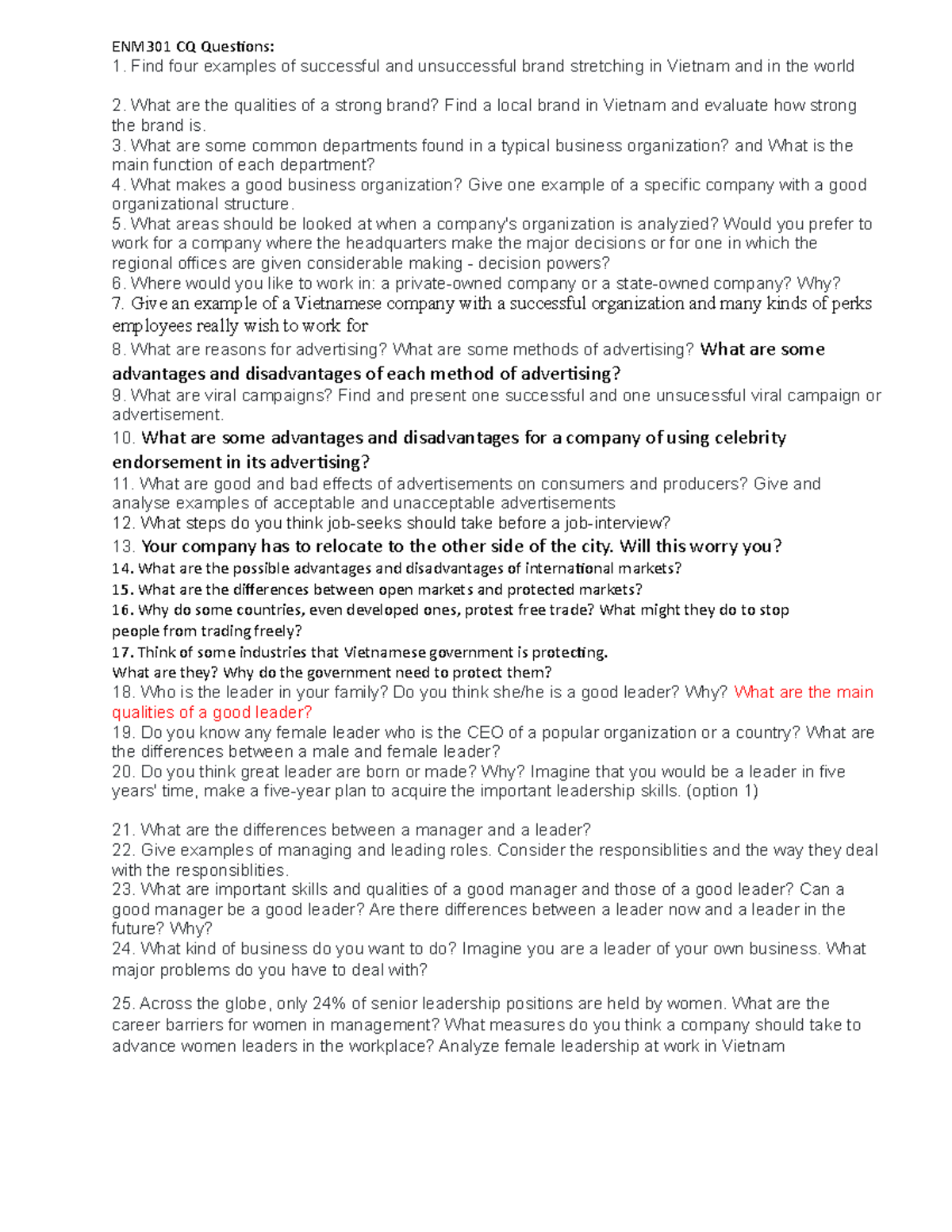 ENM301 CQ Questions edited 1 - ENM301 CQ Questions: Find four examples ...