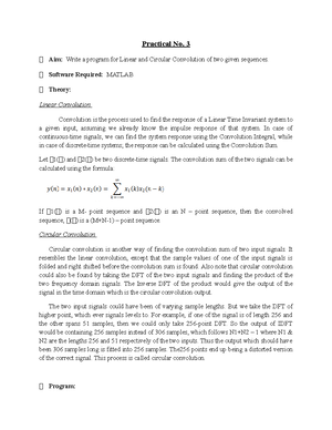 Dsp 1,2,5 prac - no details - Practical No. 1 Aim: Introduction to MATLAB/SCILAB and basic - Studocu