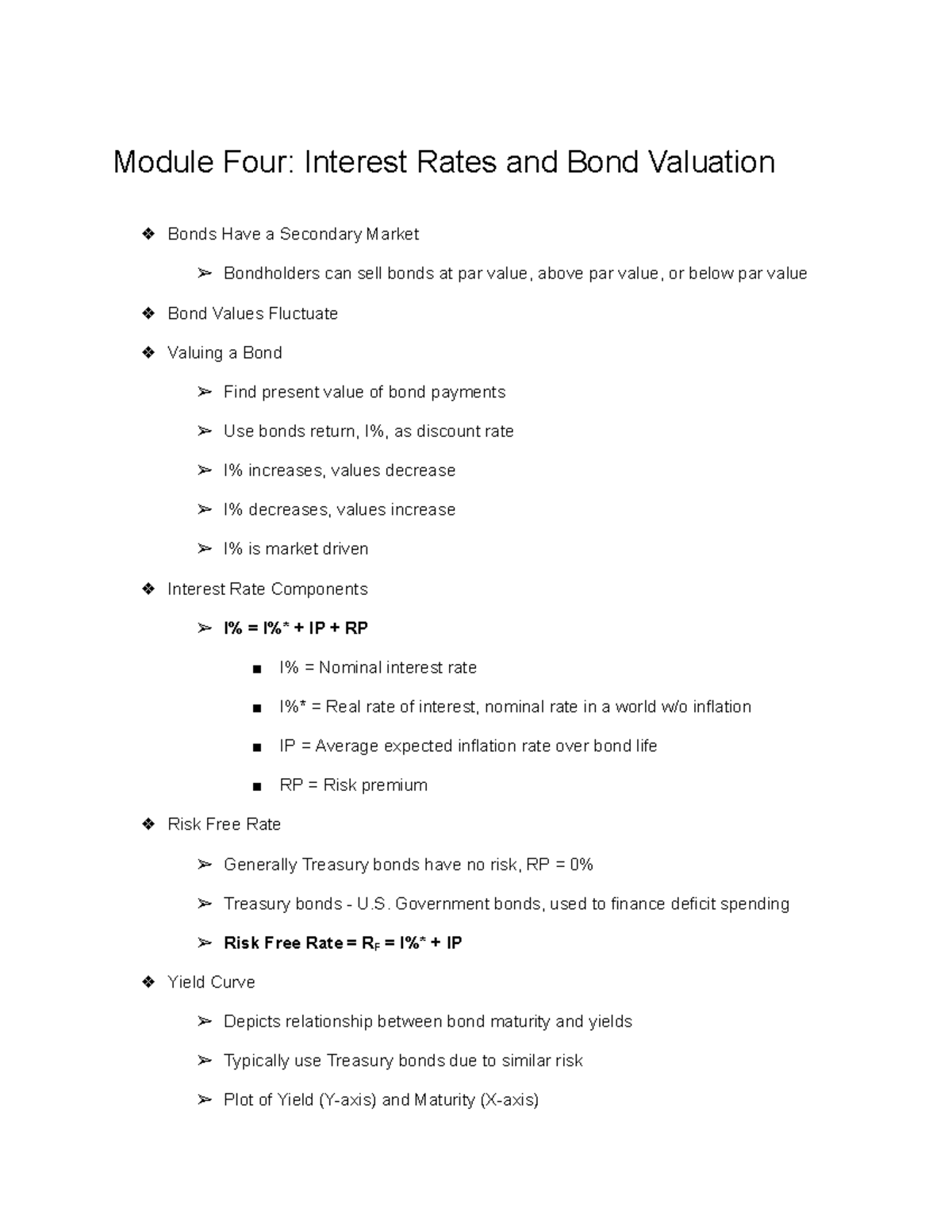 FINC301 Module 4 - Lecture notes - Module Four: Interest Rates and Bond ...