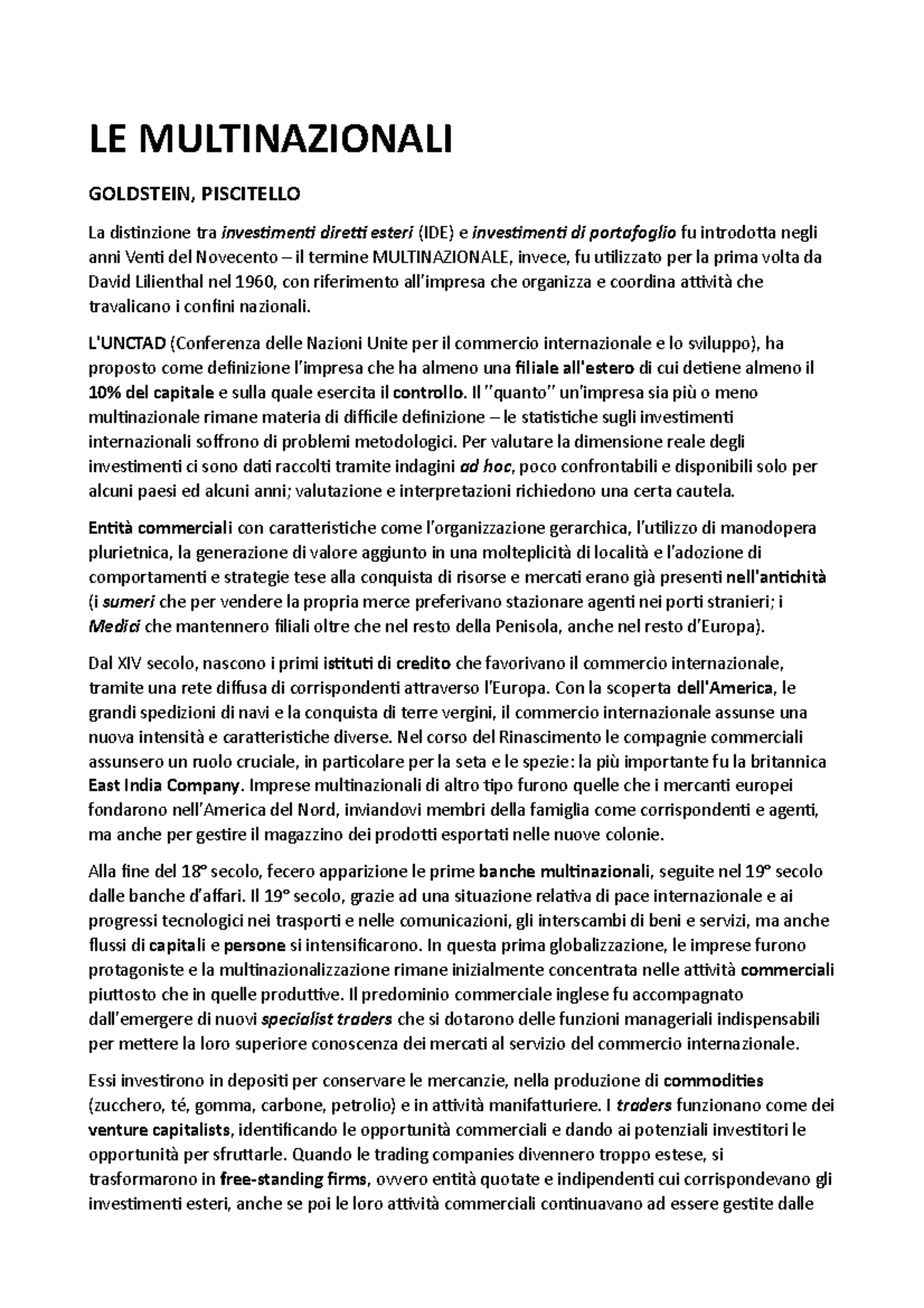 LE Multinazionali - riassunti corso storia delle imprese - LE ...