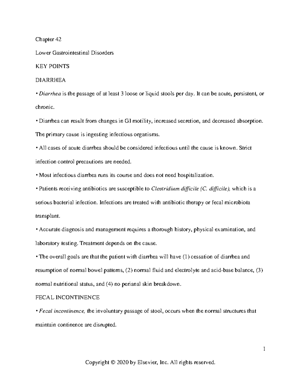 Chapter 042 - key points - 1 Chapter 42 Lower Gastrointestinal ...