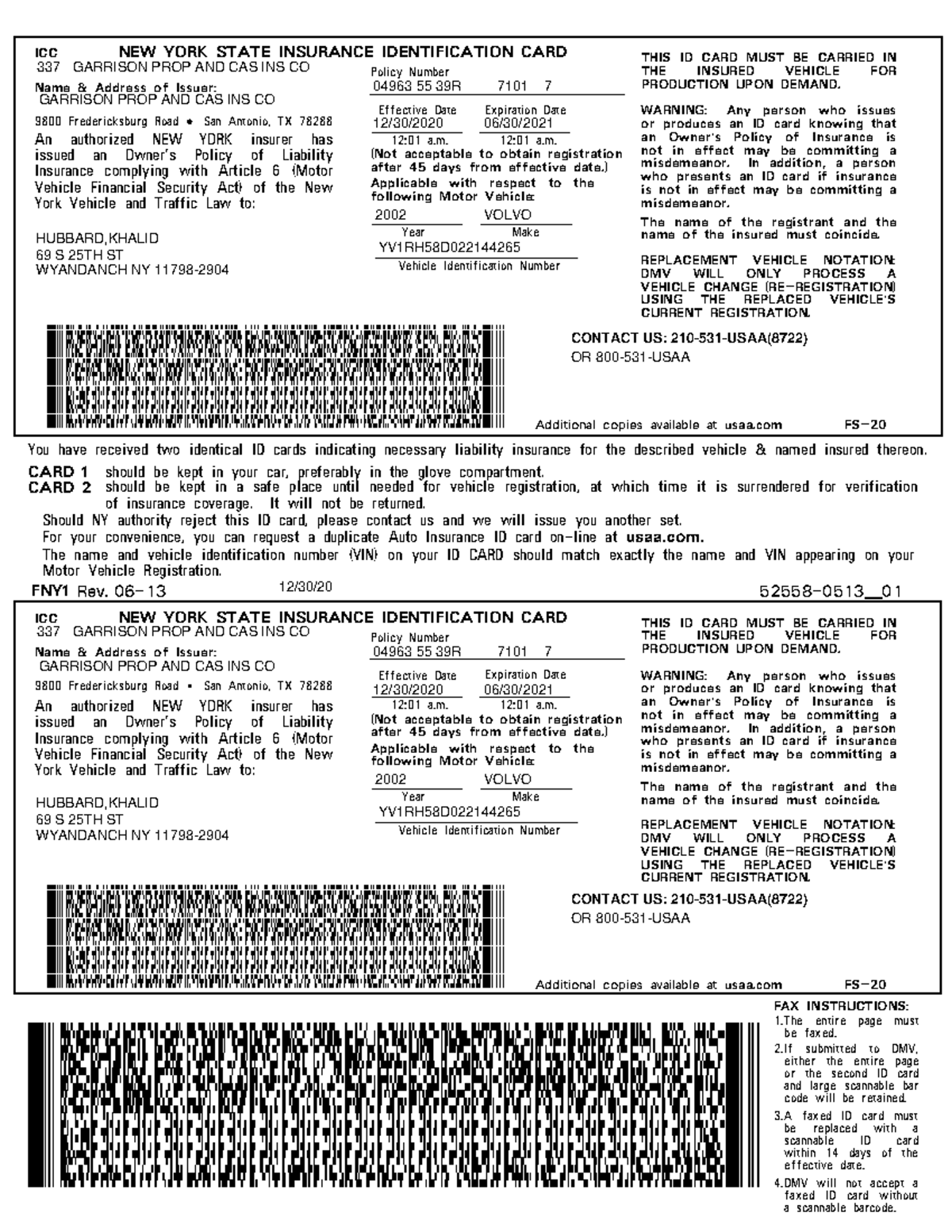 Auto IDCards - hhjjsjsjsnbcnfkdkzbxjcjf - ICC NEW YORK STATE INSURANCE ...