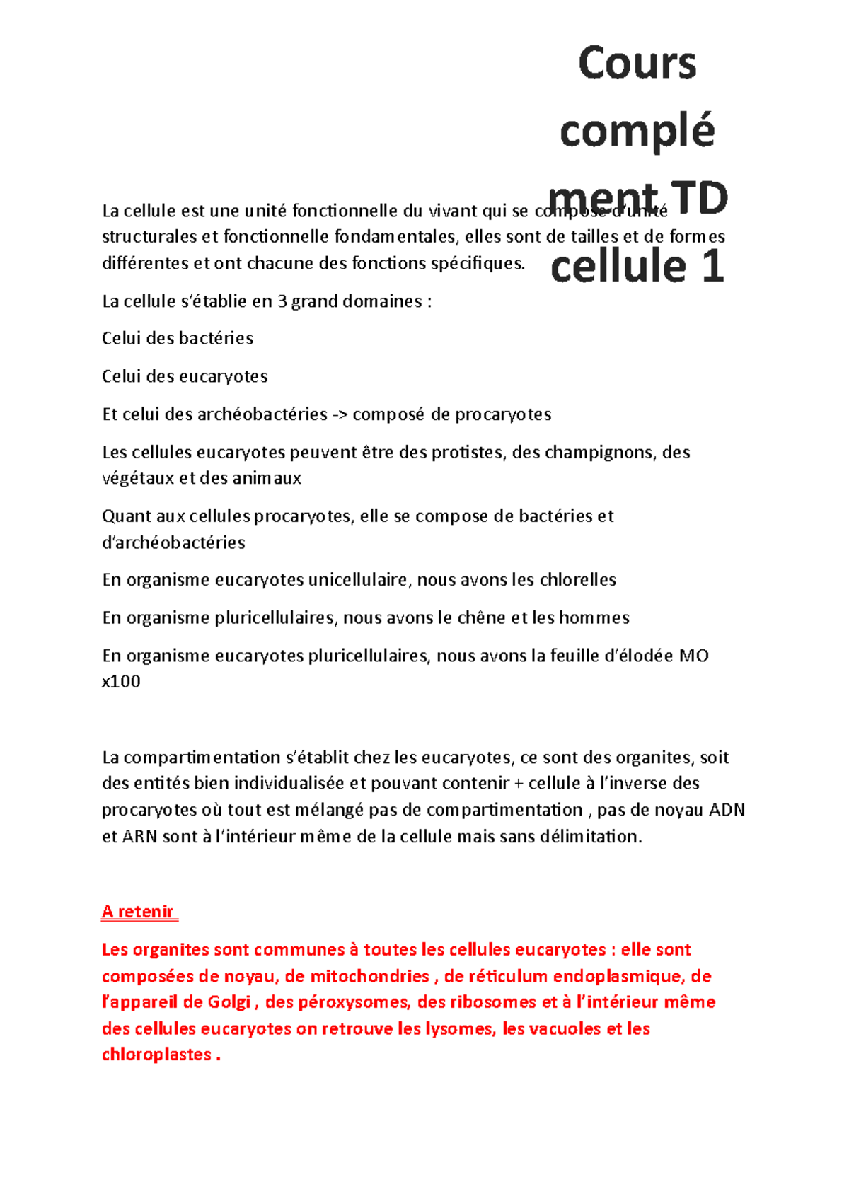 La cellule est une unité fonctionnelle du vivant chap1 - La cellule s ...