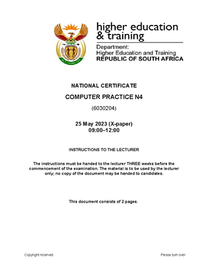 Theory - COMPUTER PRACTICE N4 QP JUNE 2021 - SECTION A: THEORY Answer ...