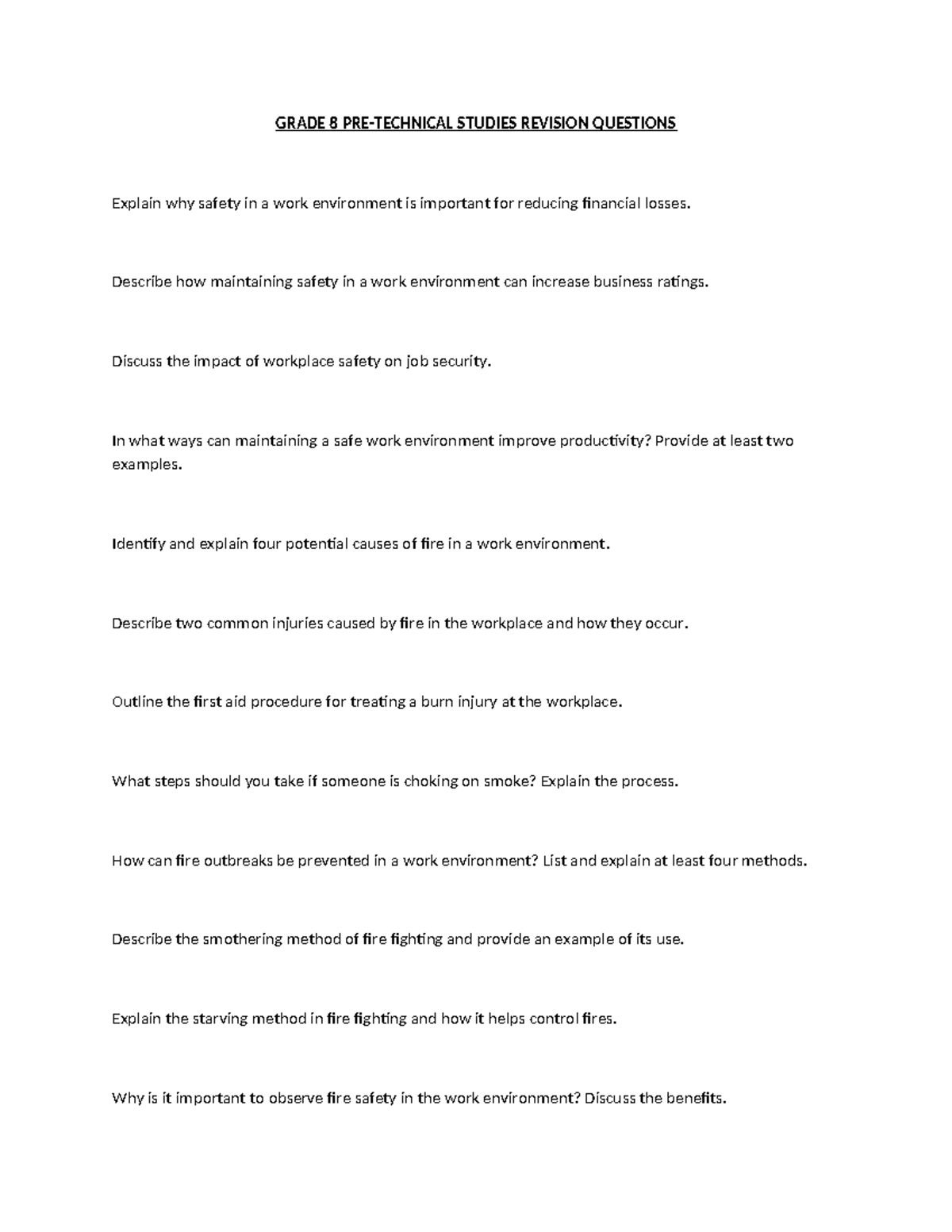 744926777 Grade 8 PRE tech Revision Questions - GRADE 8 PRE-TECHNICAL ...