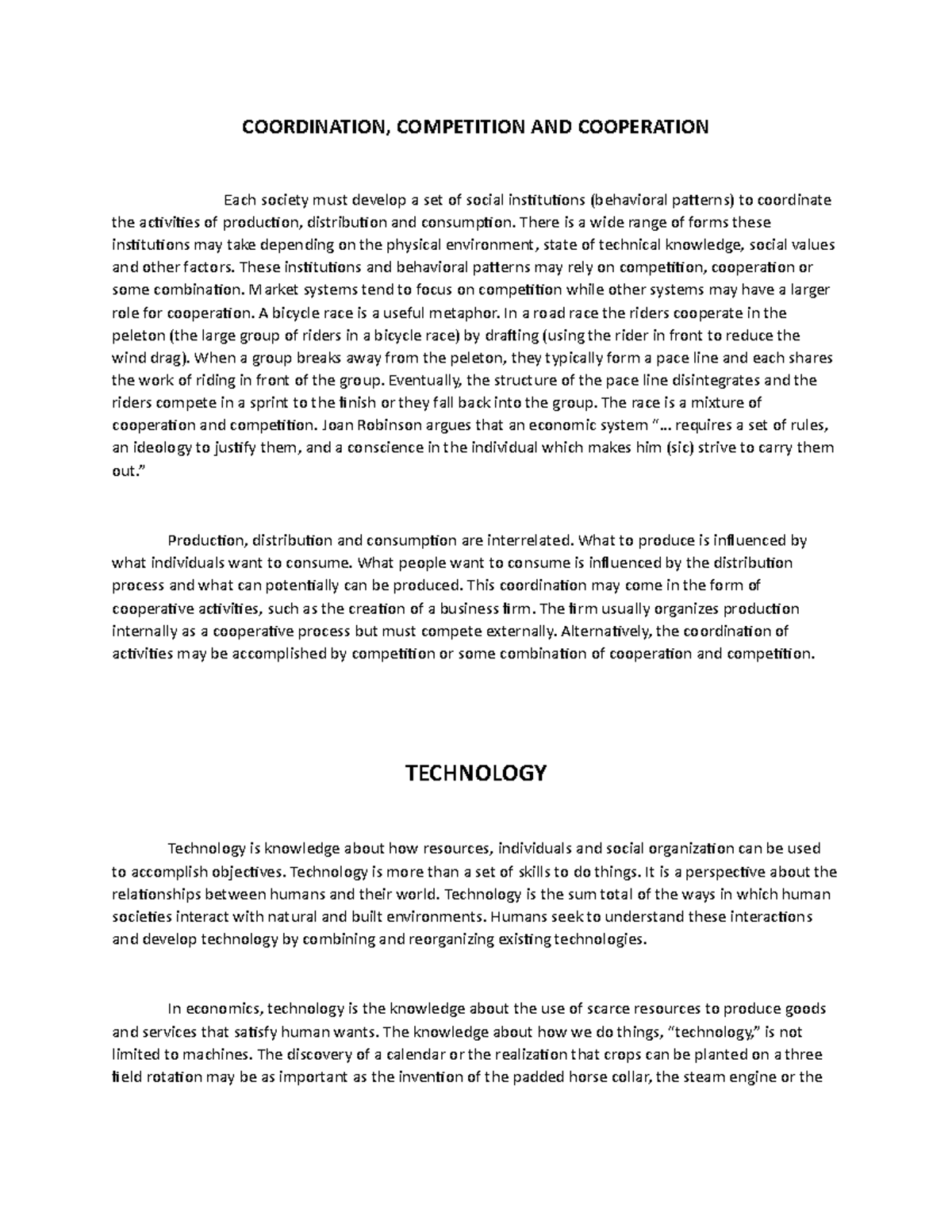 Coordination, Competition AND Cooperation - COORDINATION, COMPETITION ...