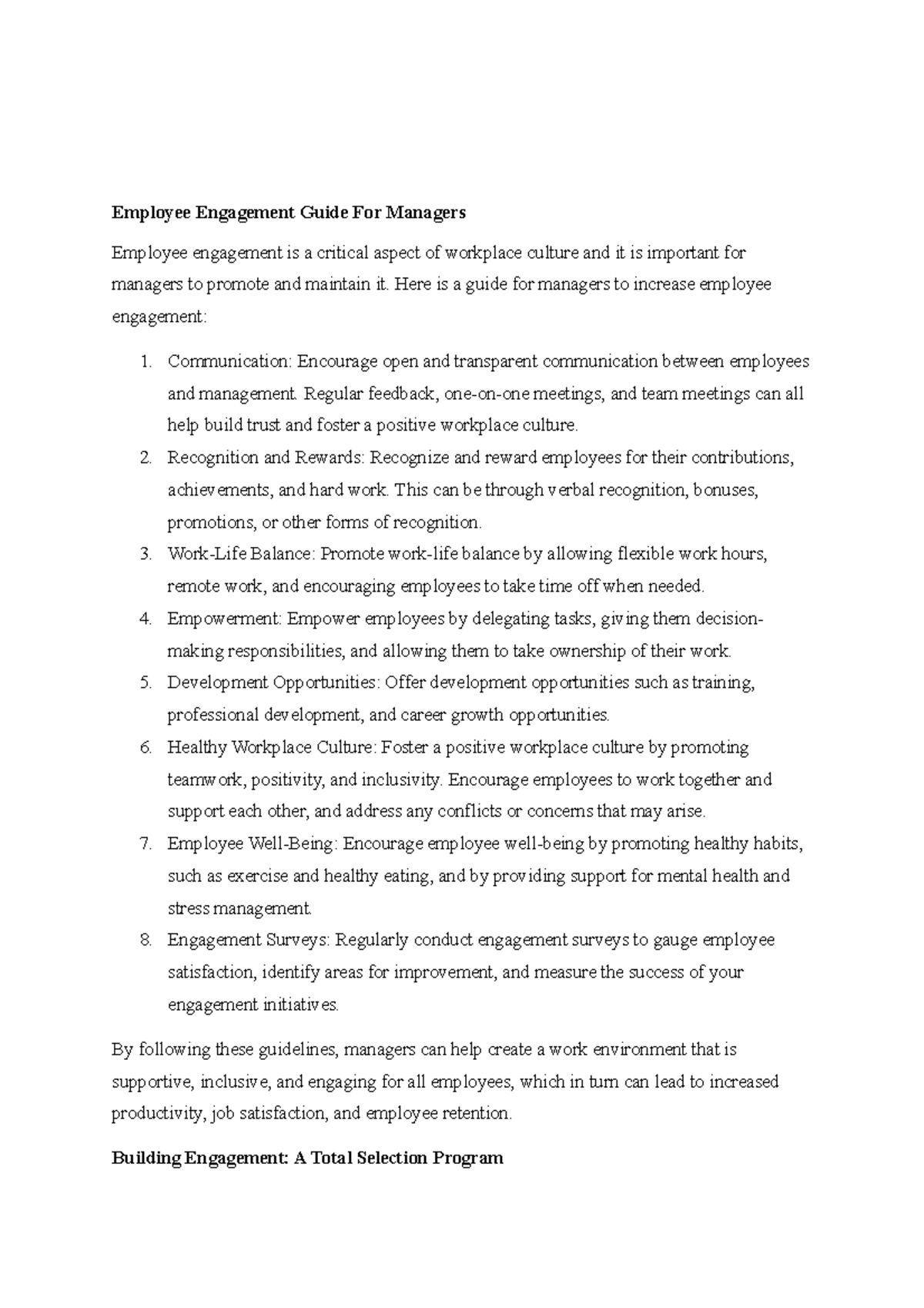 Employee Engagement Guide For Managers - Employee Engagement Guide For ...