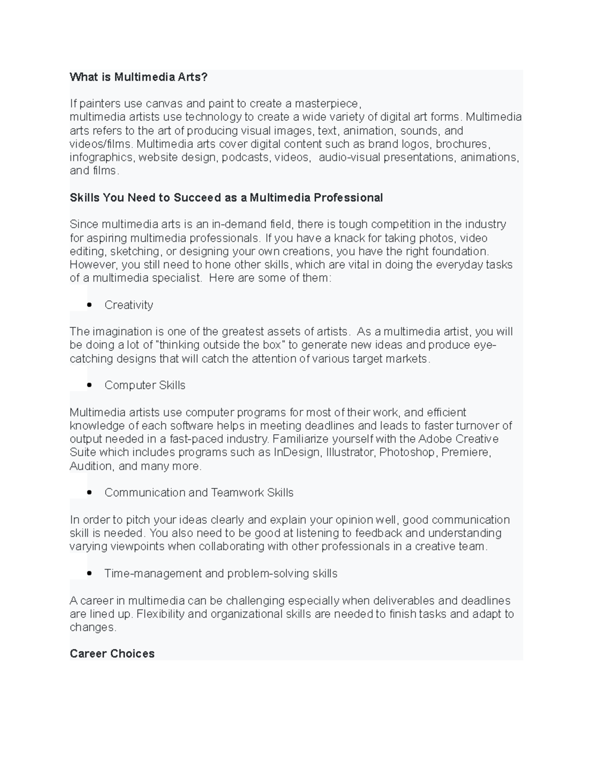 What is Multimedia Arts - Multimedia arts refers to the art of ...