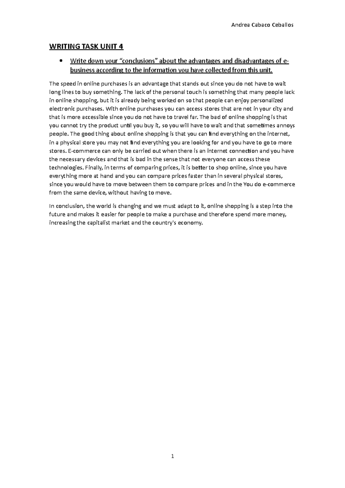 Task 4 inglés - Práctica tema 4 - Andrea Cabaco Ceballos WRITING TASK ...